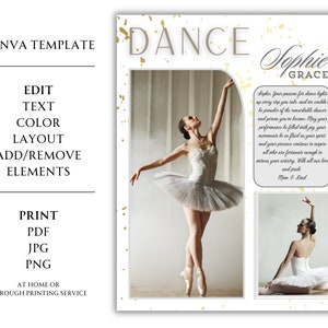 Elegant Recital Ad Tribute Self-editing in Canva | Ballet Dance Program ...