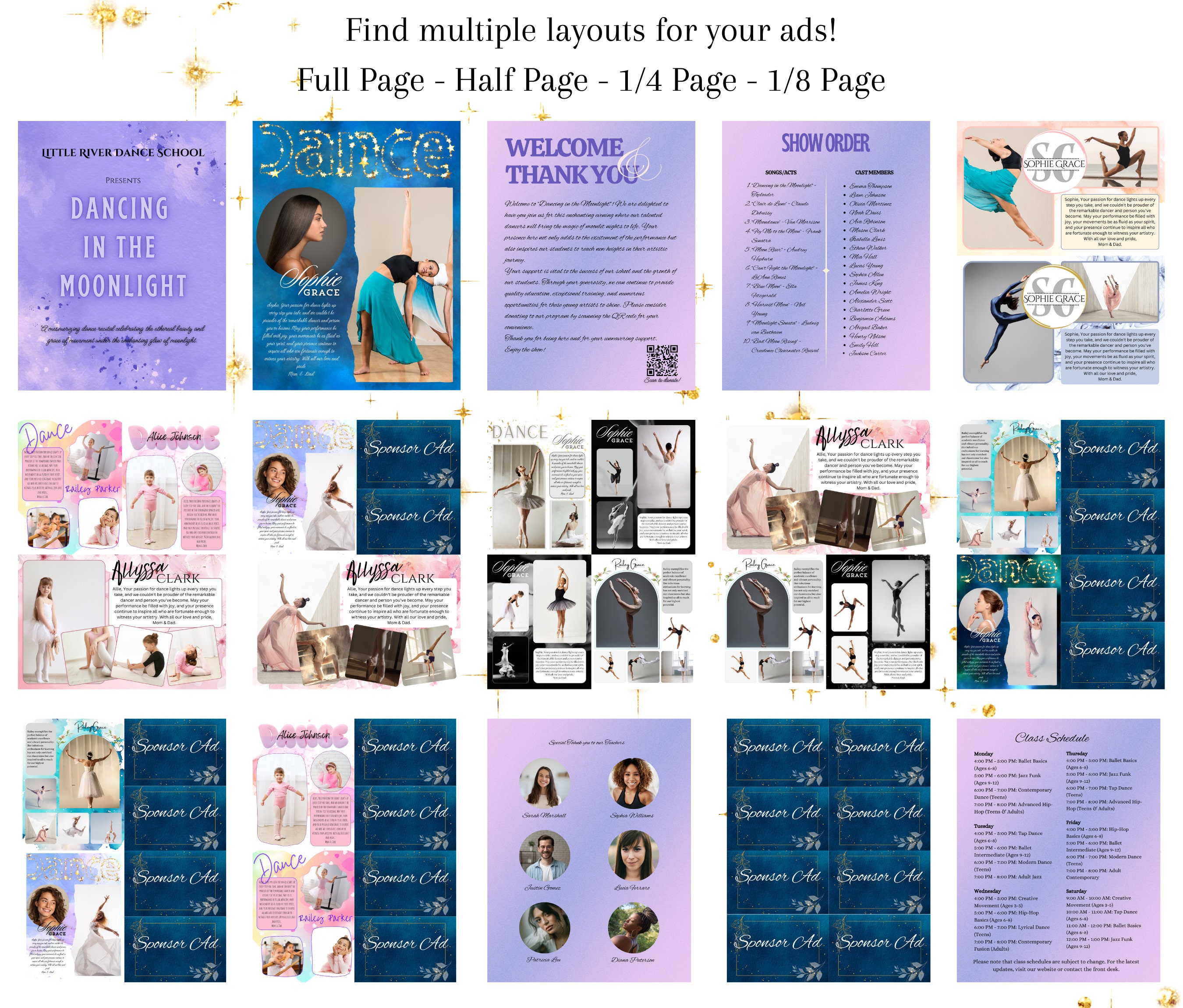 16 Page Customizable Recital Program Template Editable in Canva Ideal ...