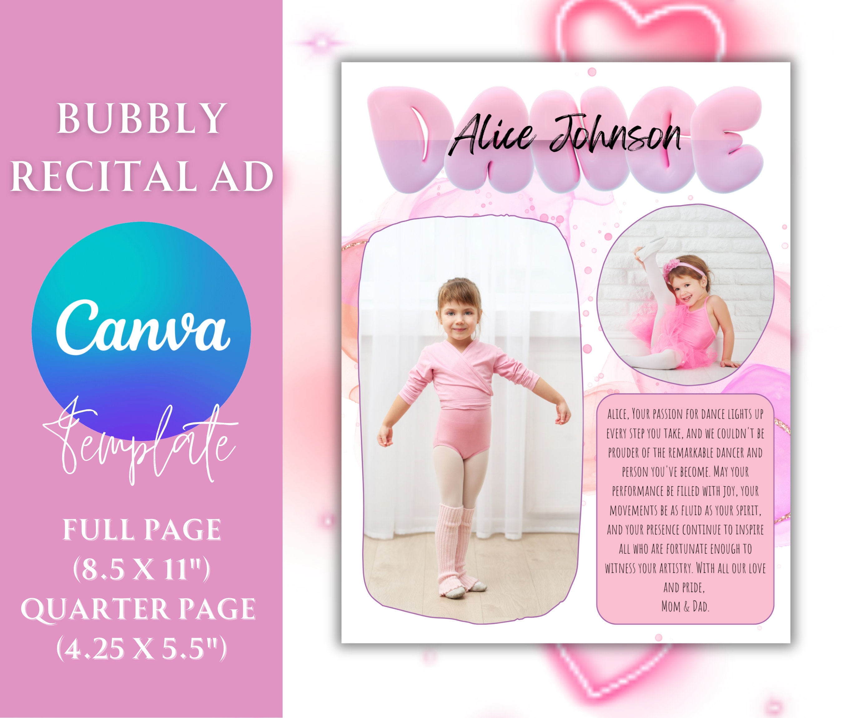 Dance Personal Recital AD Template | Half Page Dance Booster | Half ...