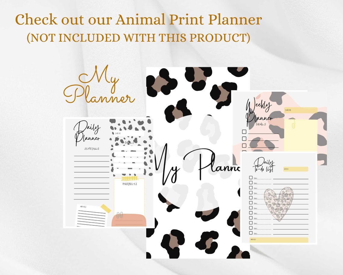 18 Animal Print Cover Designs Bundle, Cheetah Planner Covers, Front ...