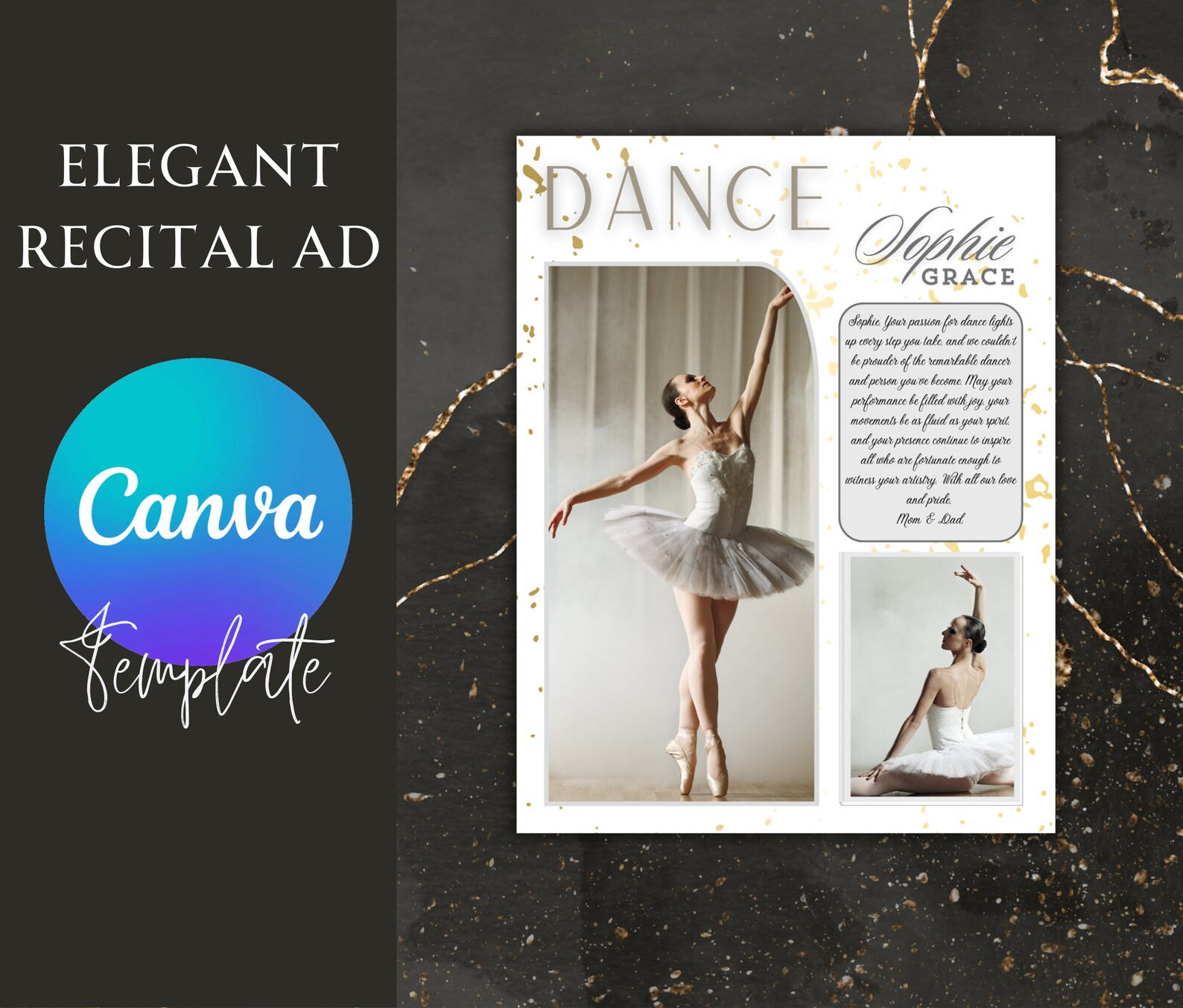 Dance Recital Ad Full Page EDITABLE IN CANVA Ideal for Little Girls and ...