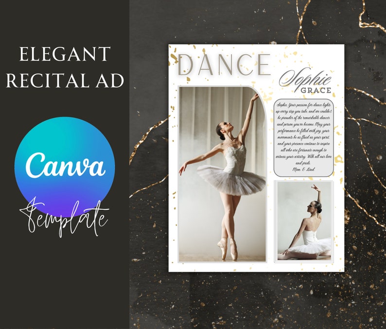 Elegant Recital Ad Tribute Self-editing in Canva | Ballet Dance Program ...