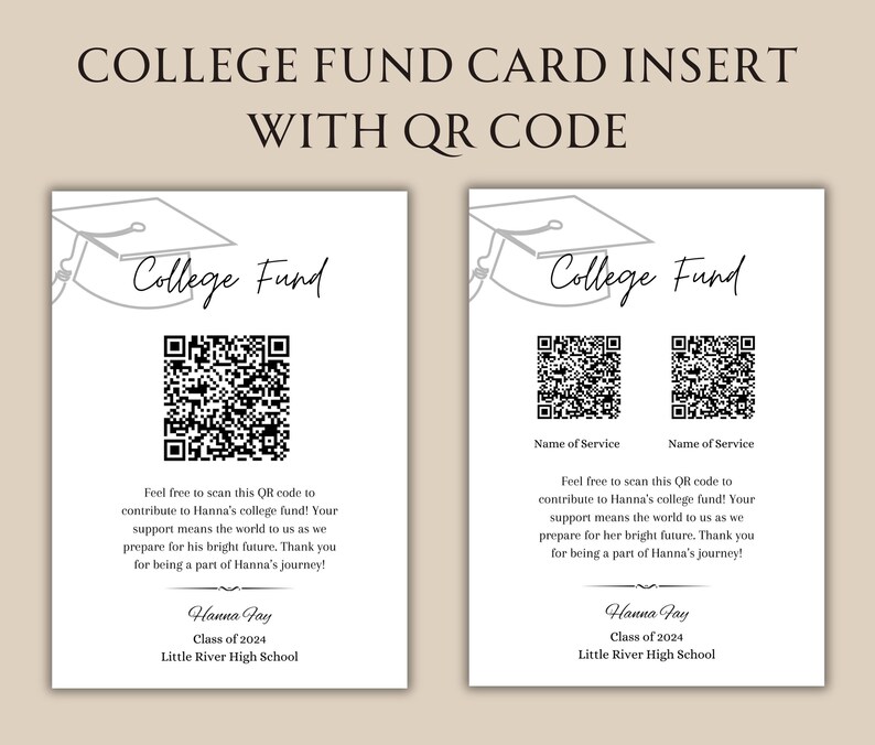 Graduation QR Code Insert College Fund 5x7| Cash App Registry Fund ...