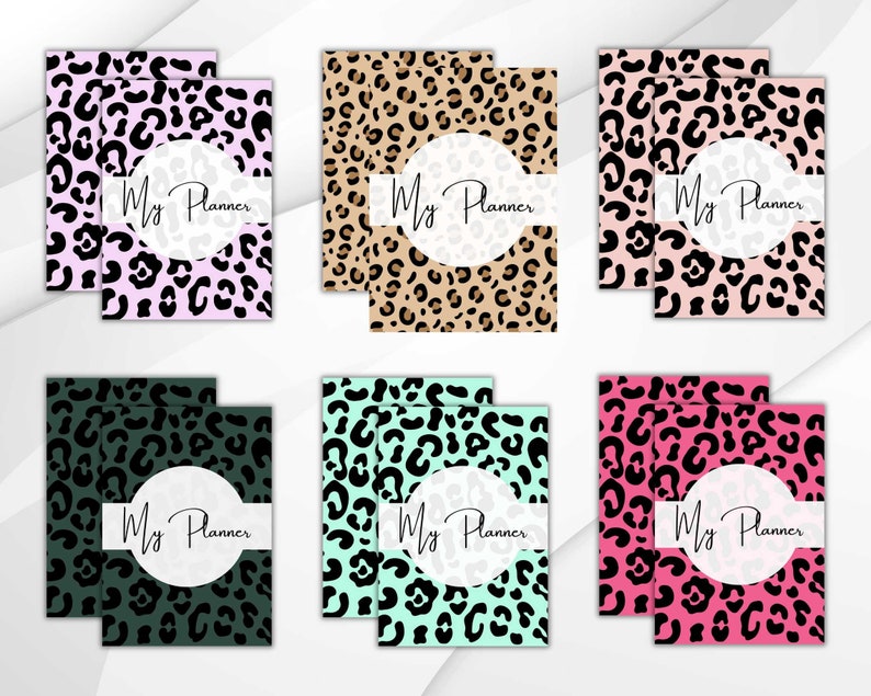 18 Animal Print Cover Designs Bundle, Cheetah Planner Covers, Front ...