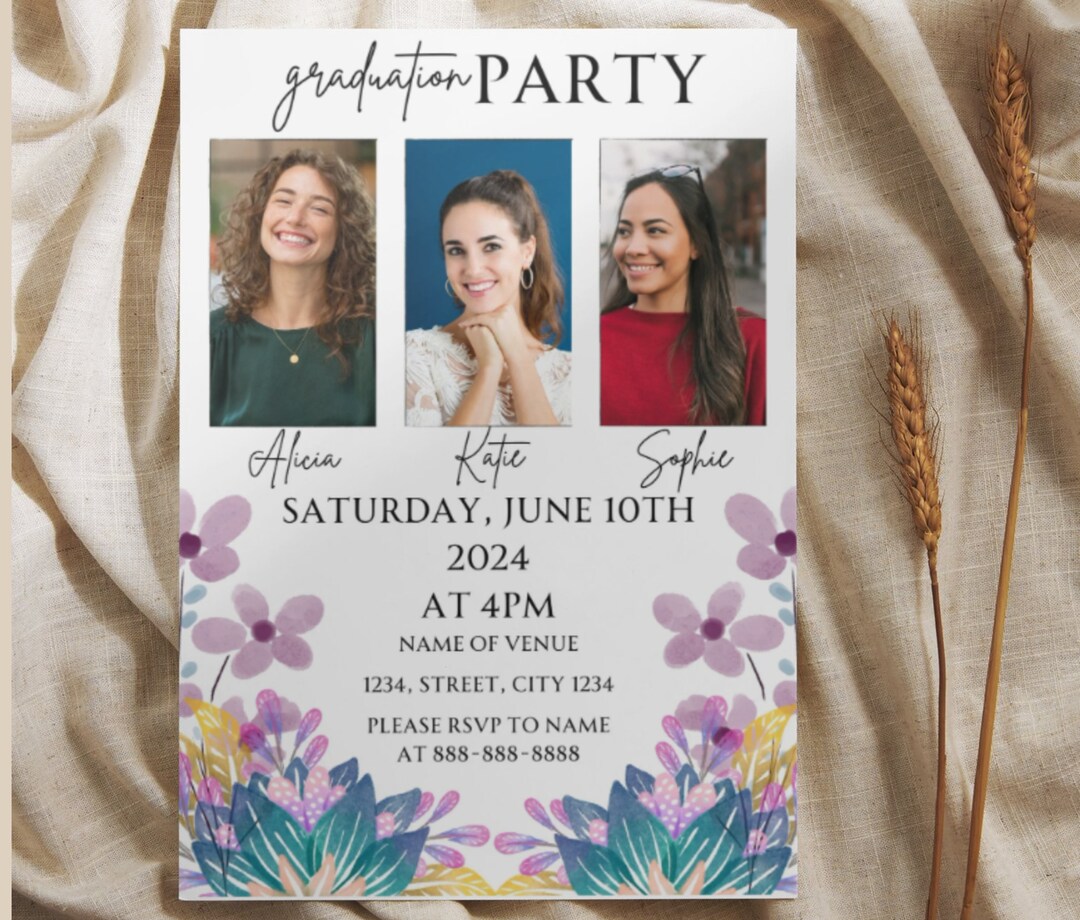 Friends Graduation Invitation Siblings 2024 | Joint Edit Triple ...