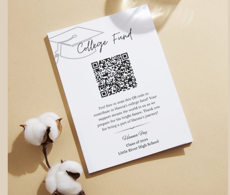 Graduation QR Code Insert College Fund 5x7| Cash App Registry Fund ...