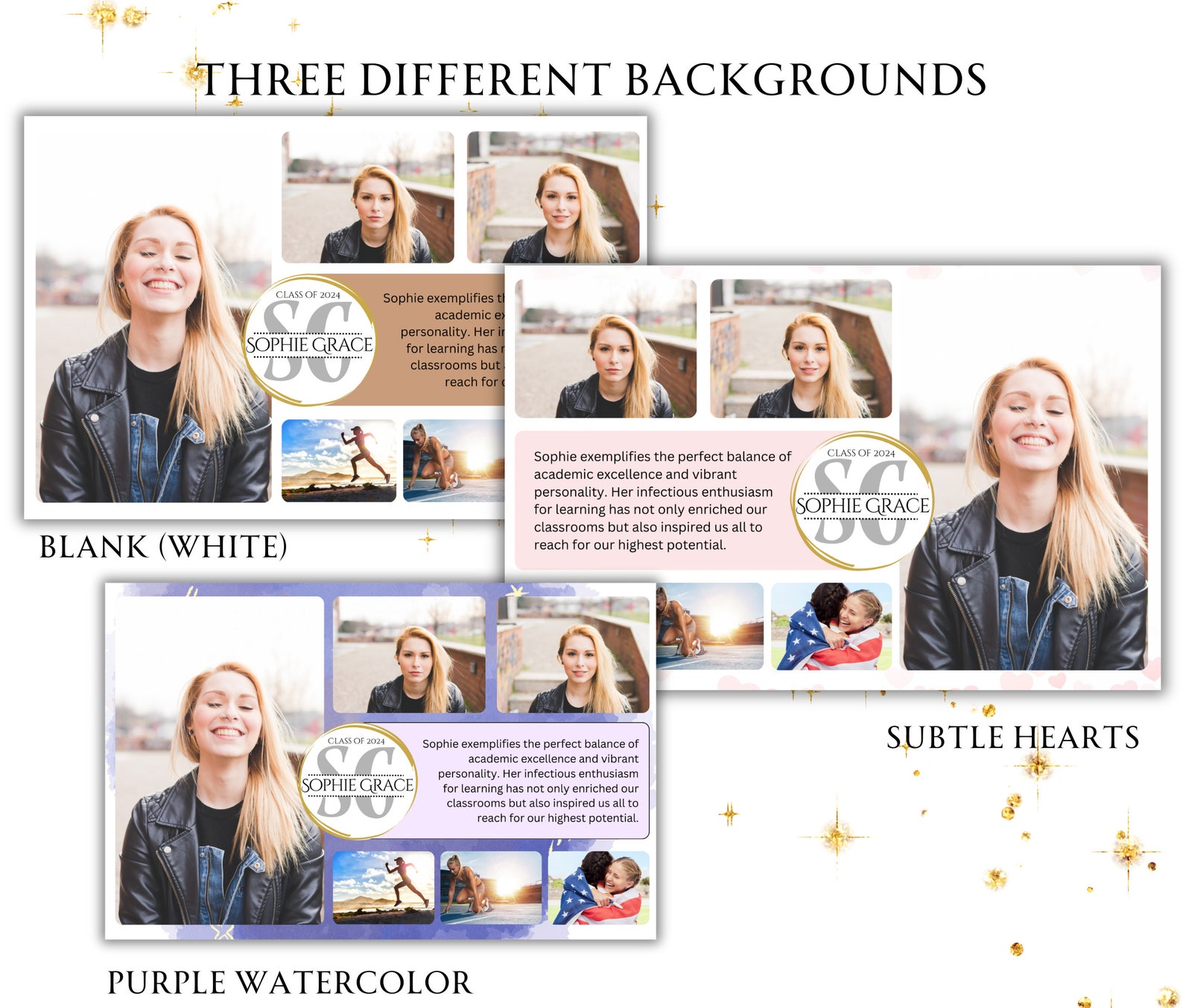 Senior Yearbook Ad Half Page Editable in Canva, With 3 Different ...