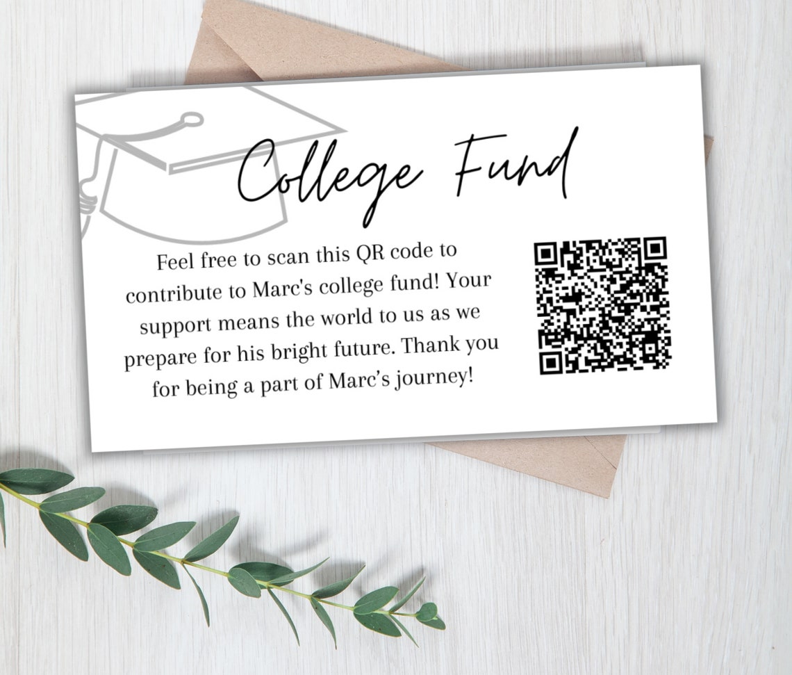 Qr Code College Fund Graduation Insert | Cash App Graduation Gift ...