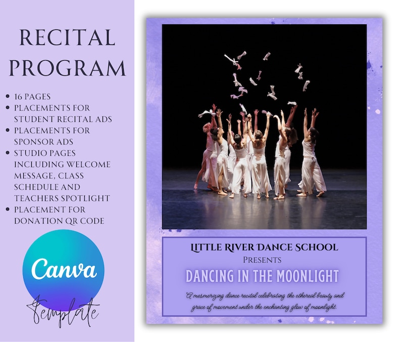 16 Page Recital Program Template Ideal for Dance Recital, School ...