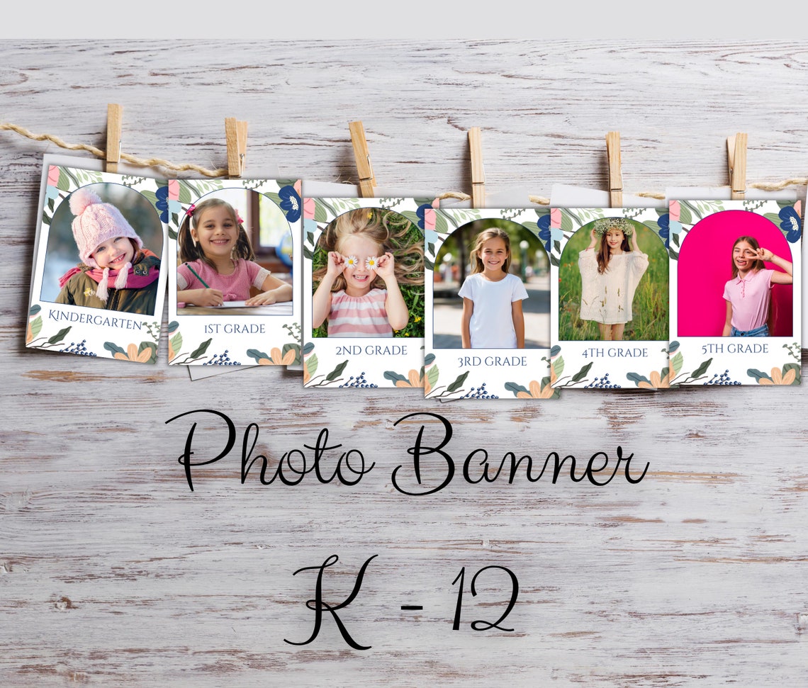 5X7 K - 12 Floral Graduation Photo Banner 2024 | Wildflower Graduation ...