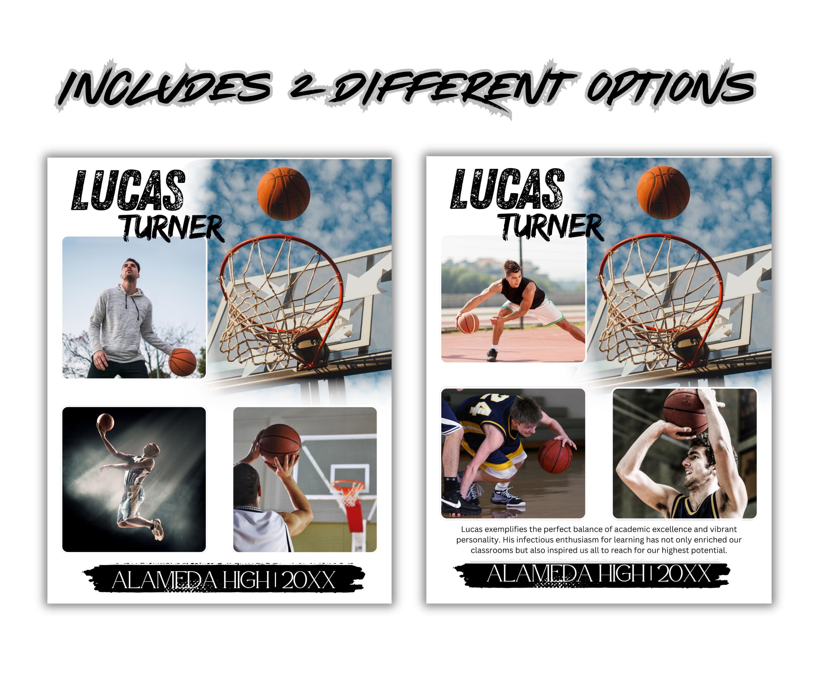 Full & 1/4 Page Basketball Yearbook Ad Template | Homecoming | Male ...