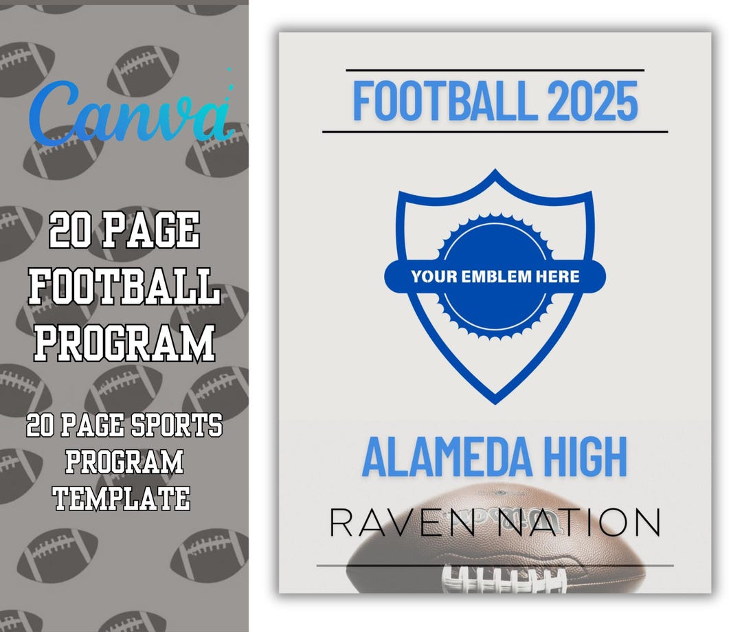Customizable Football Season Program Template | 20-page Canva Layout ...