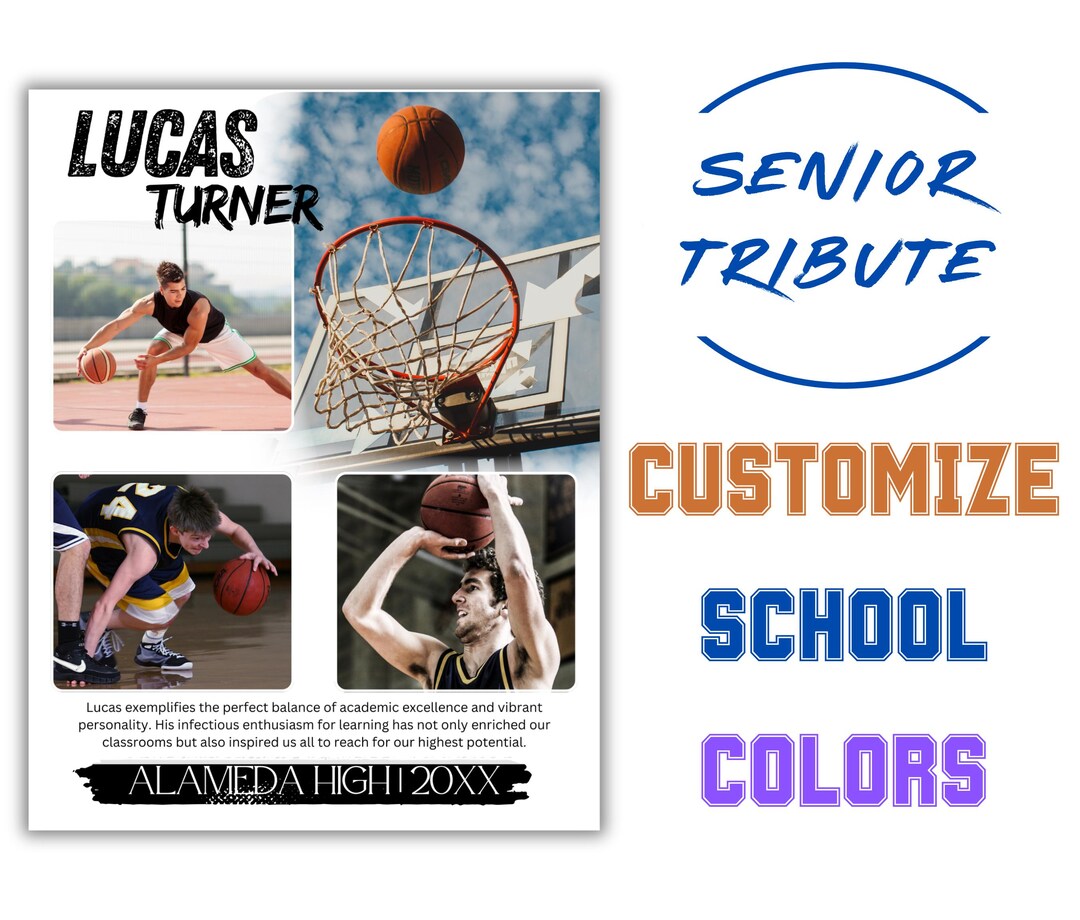 Full & 1/4 Page Basketball Yearbook Ad Template | Homecoming | Male ...
