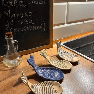 Handmade Ceramic Fish-shaped Spoon Holders – Unique Kitchen Utensil ...