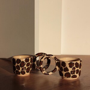 Handmade Ceramic Cups,leopard Print Pottery,unique Coffee Mugs,artisan ...