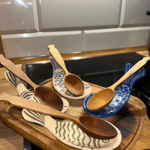 Handmade Ceramic Fish-shaped Spoon Holders – Unique Kitchen Utensil ...