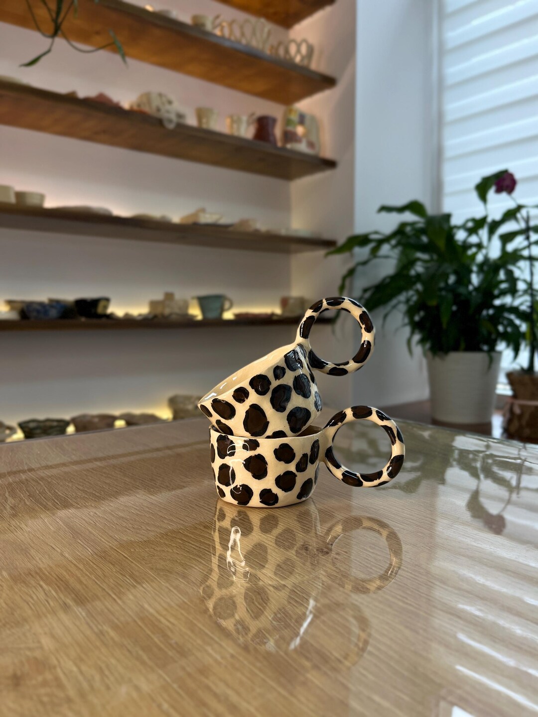 Handmade Ceramic Cups,leopard Print Pottery,unique Coffee Mugs,artisan ...