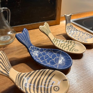 Handmade Ceramic Fish-shaped Spoon Holders – Unique Kitchen Utensil ...