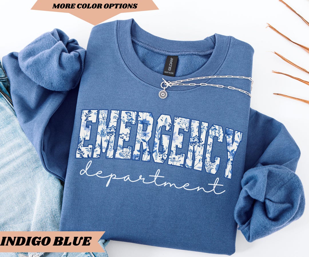 Floral Emergency Department Sweatshirt, Emergency Nurse Sweatshirt ...
