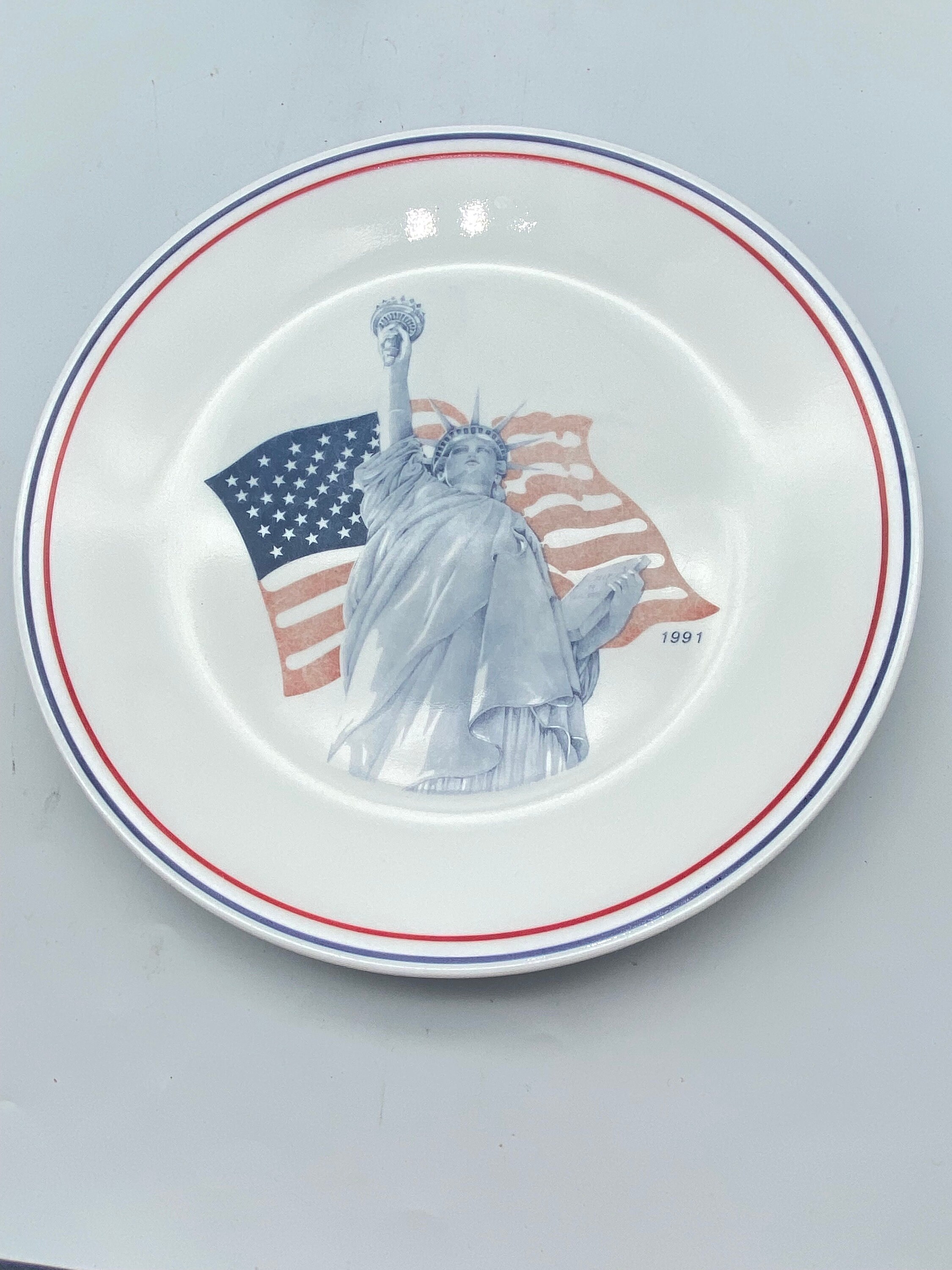 Set of 6 Corelle Statue of Liberty and America Flag Dinner Plates 1991 ...