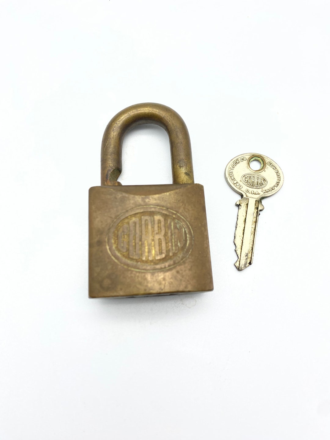 Antique Corbin Brass Lock and Key - Etsy