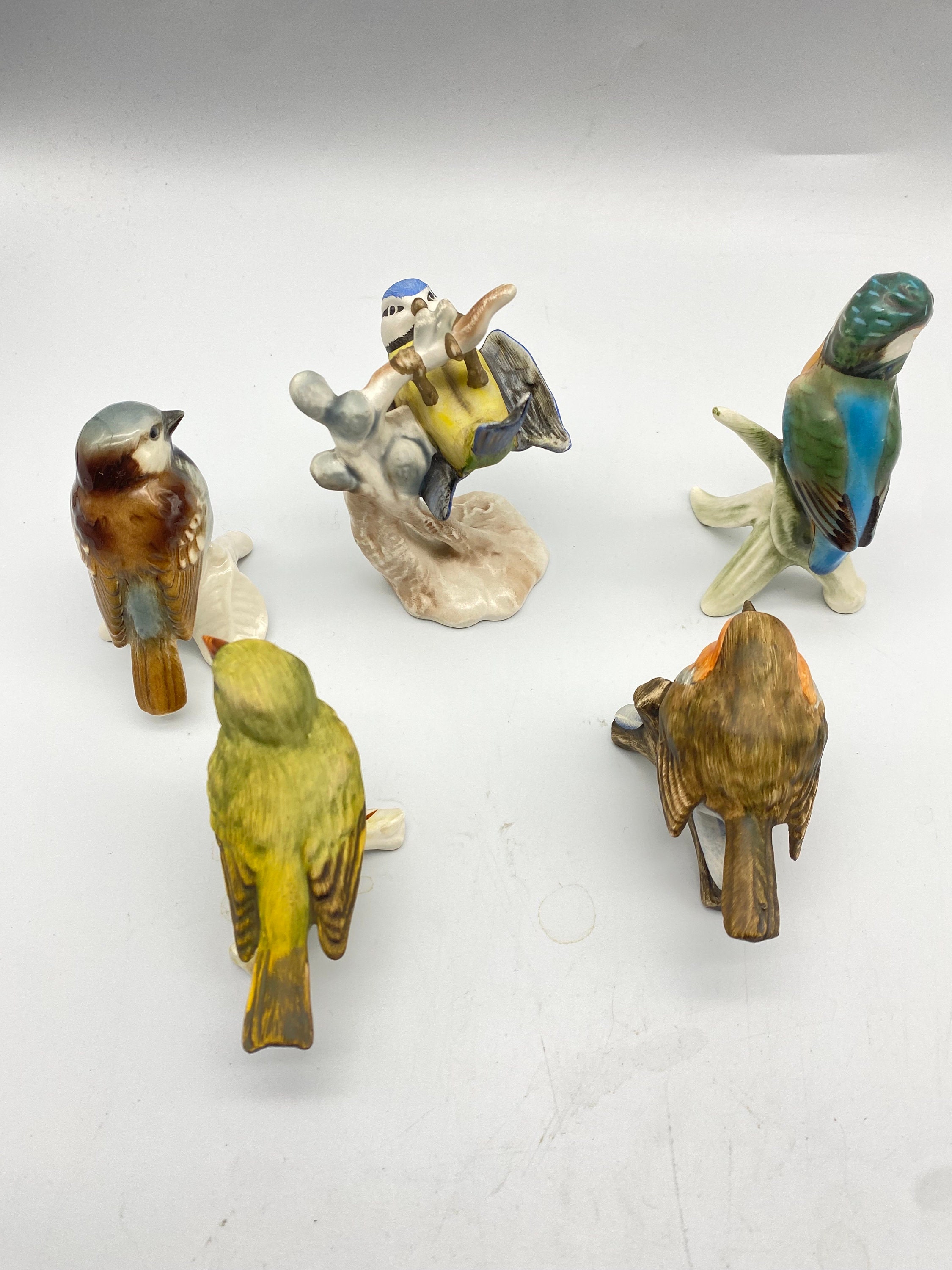 Goebel West Germany Porcelain Bird Figurines Robin Sparrow Greenfinch ...