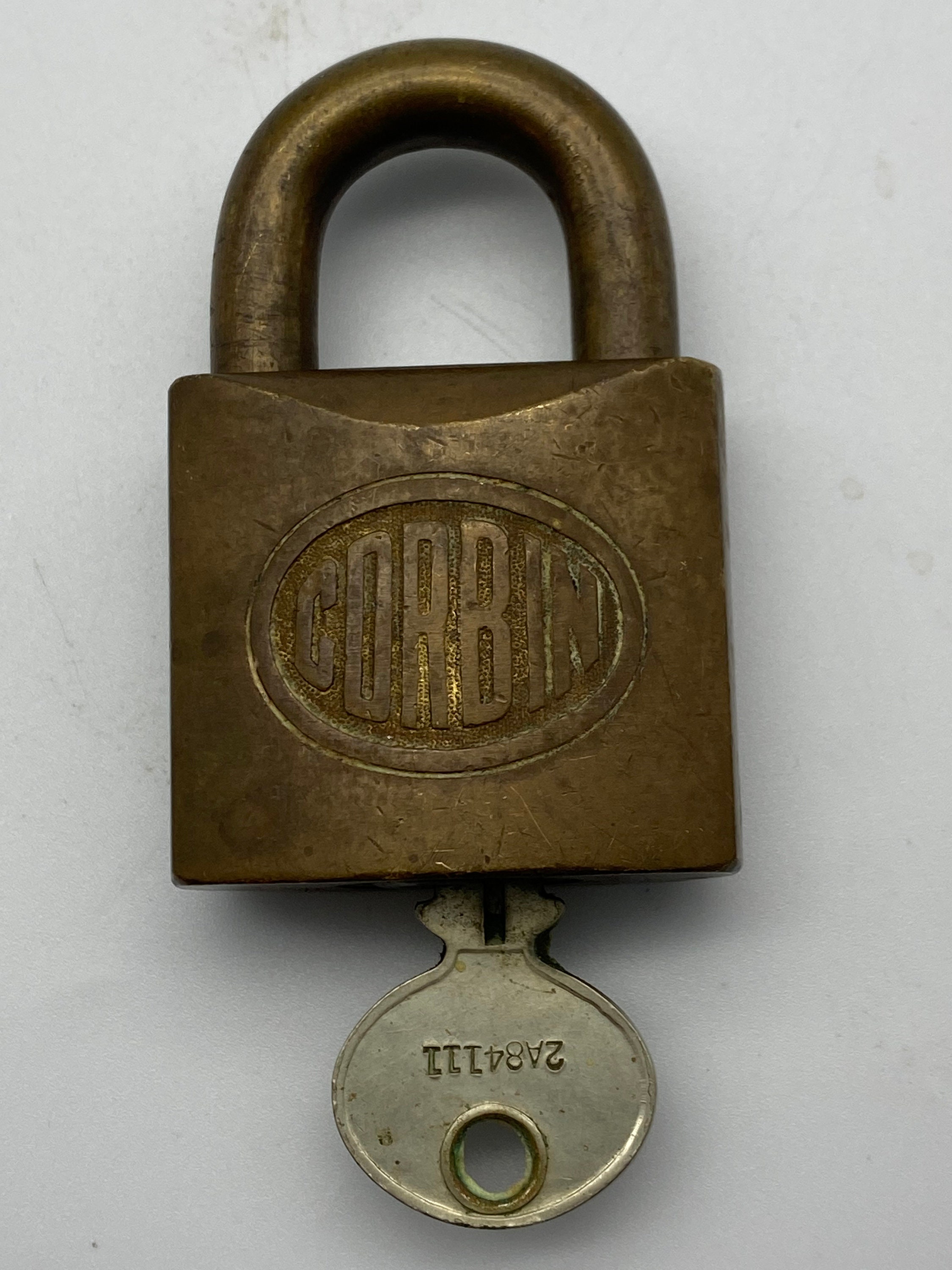 Antique Corbin Brass Lock and Key - Etsy