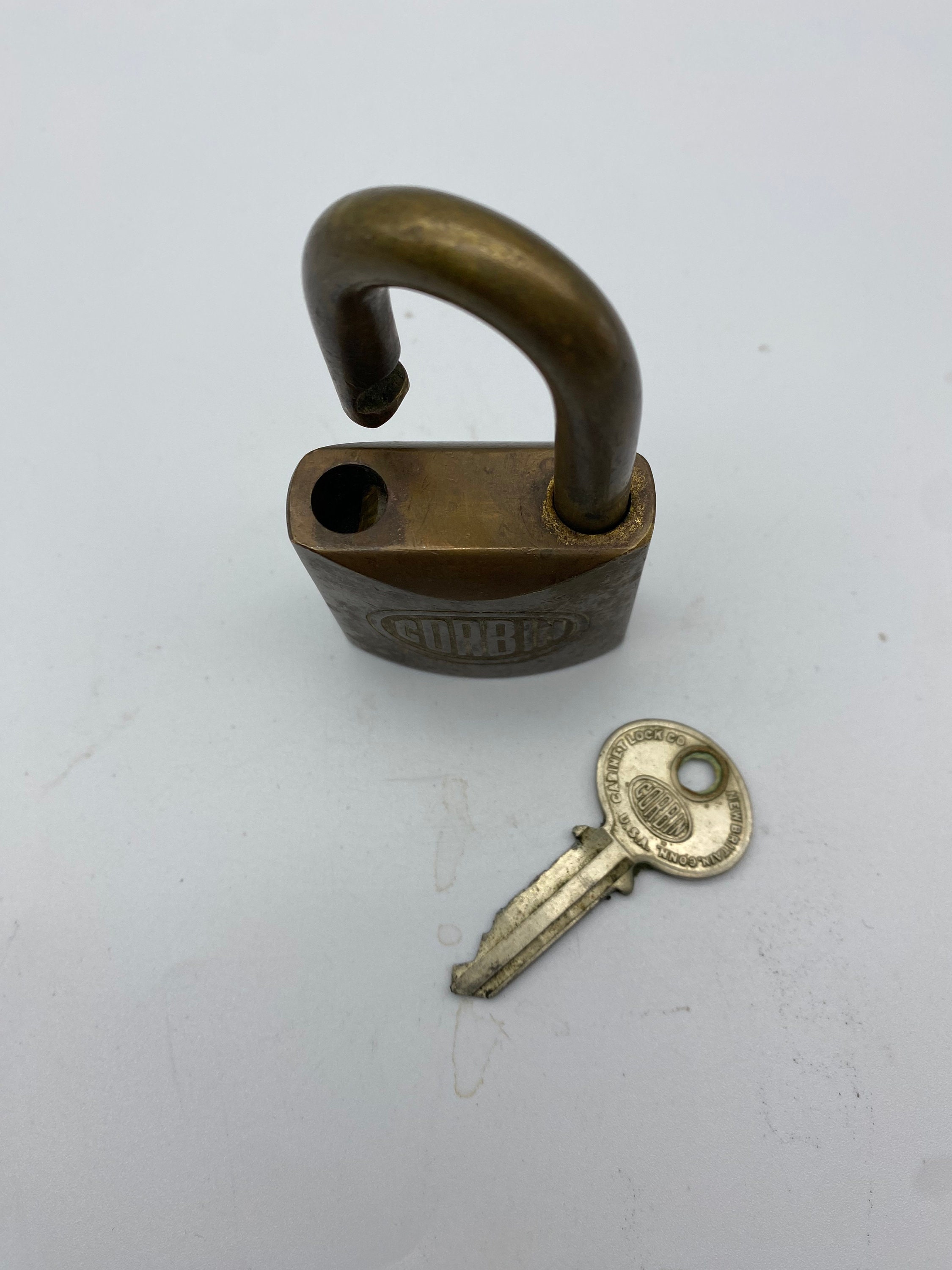 Antique Corbin Brass Lock and Key - Etsy