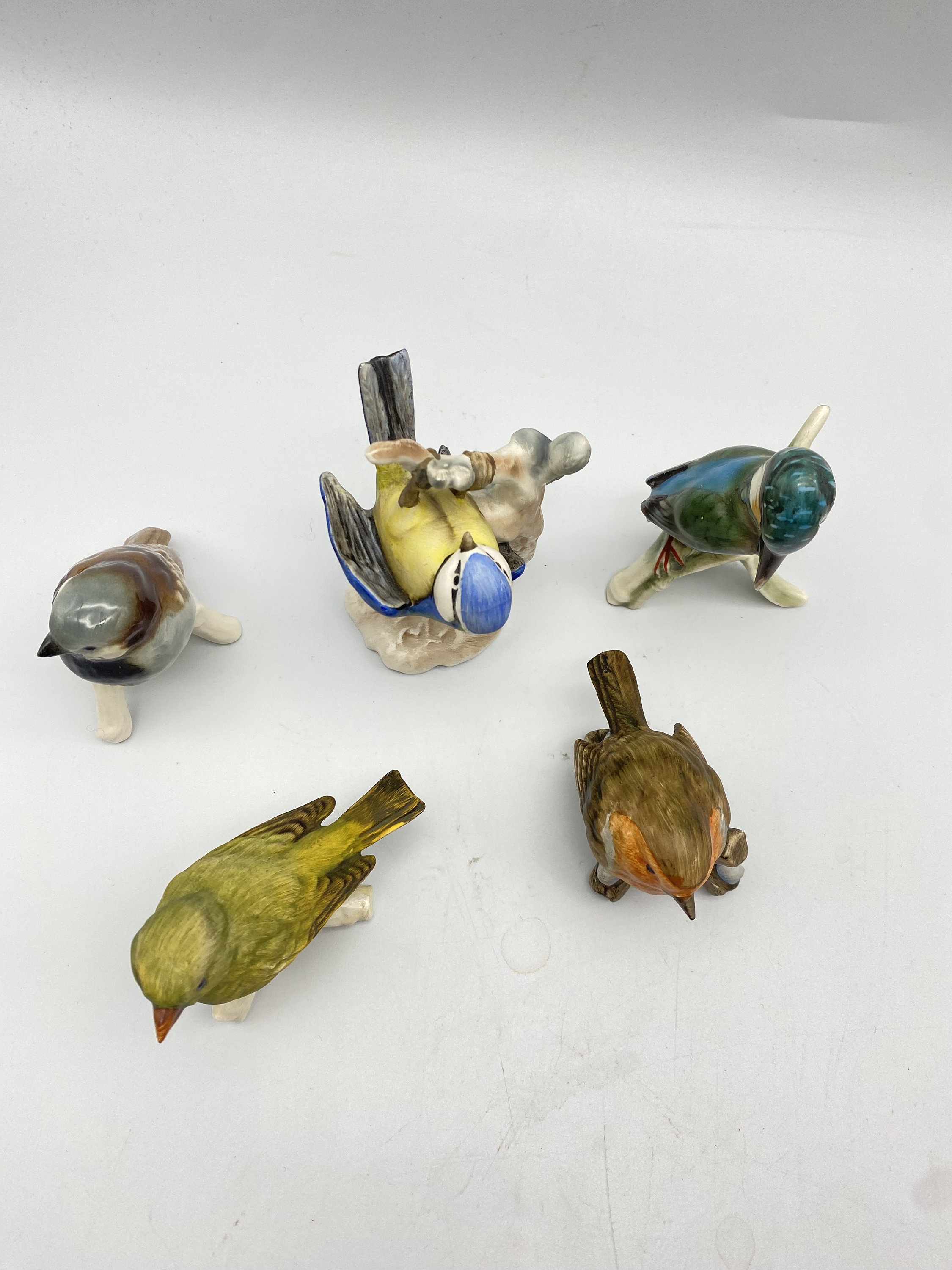 Goebel West Germany Porcelain Bird Figurines Robin Sparrow Greenfinch ...