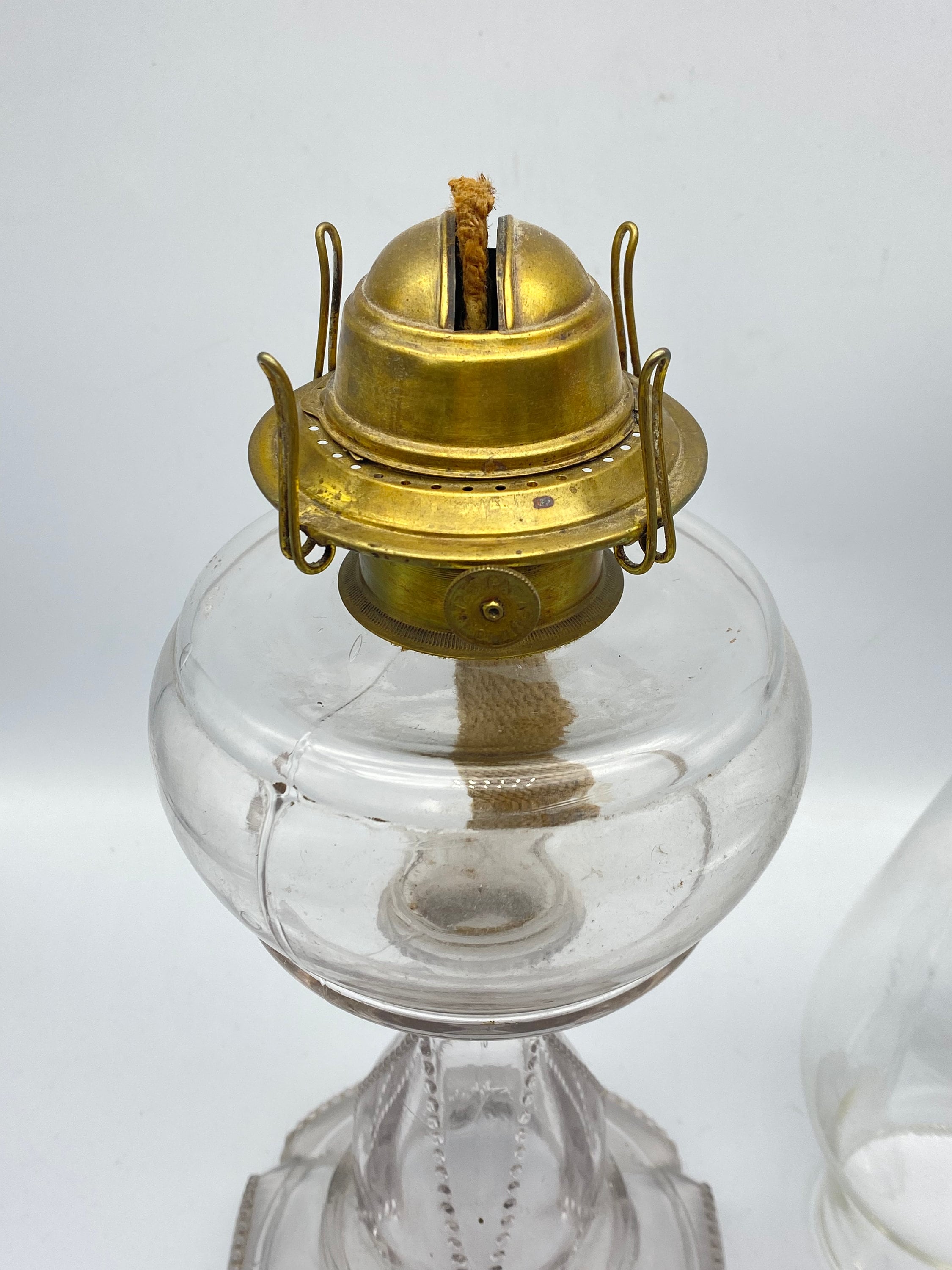 Vintage Glass Oil Lamp Beaded Glass Pedestal Base Antique Lamp - Etsy