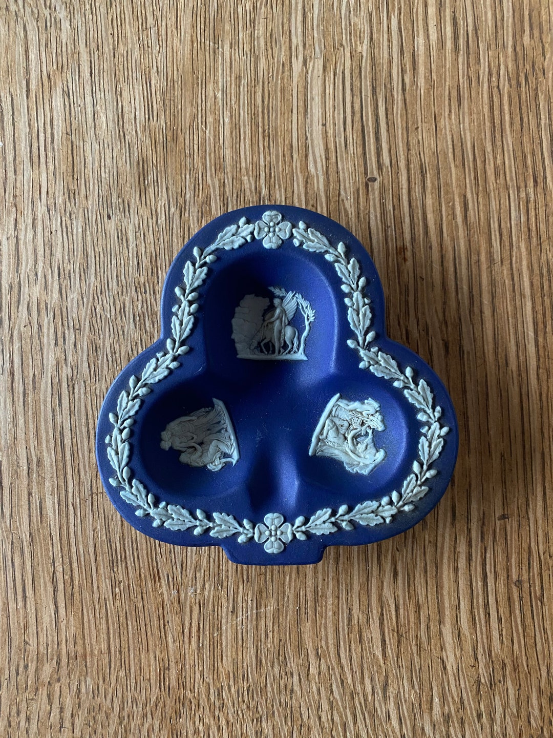 Dark Blue Wedgewood Dish Clover Shaped Shamrock Cobalt Blue Jasperware ...