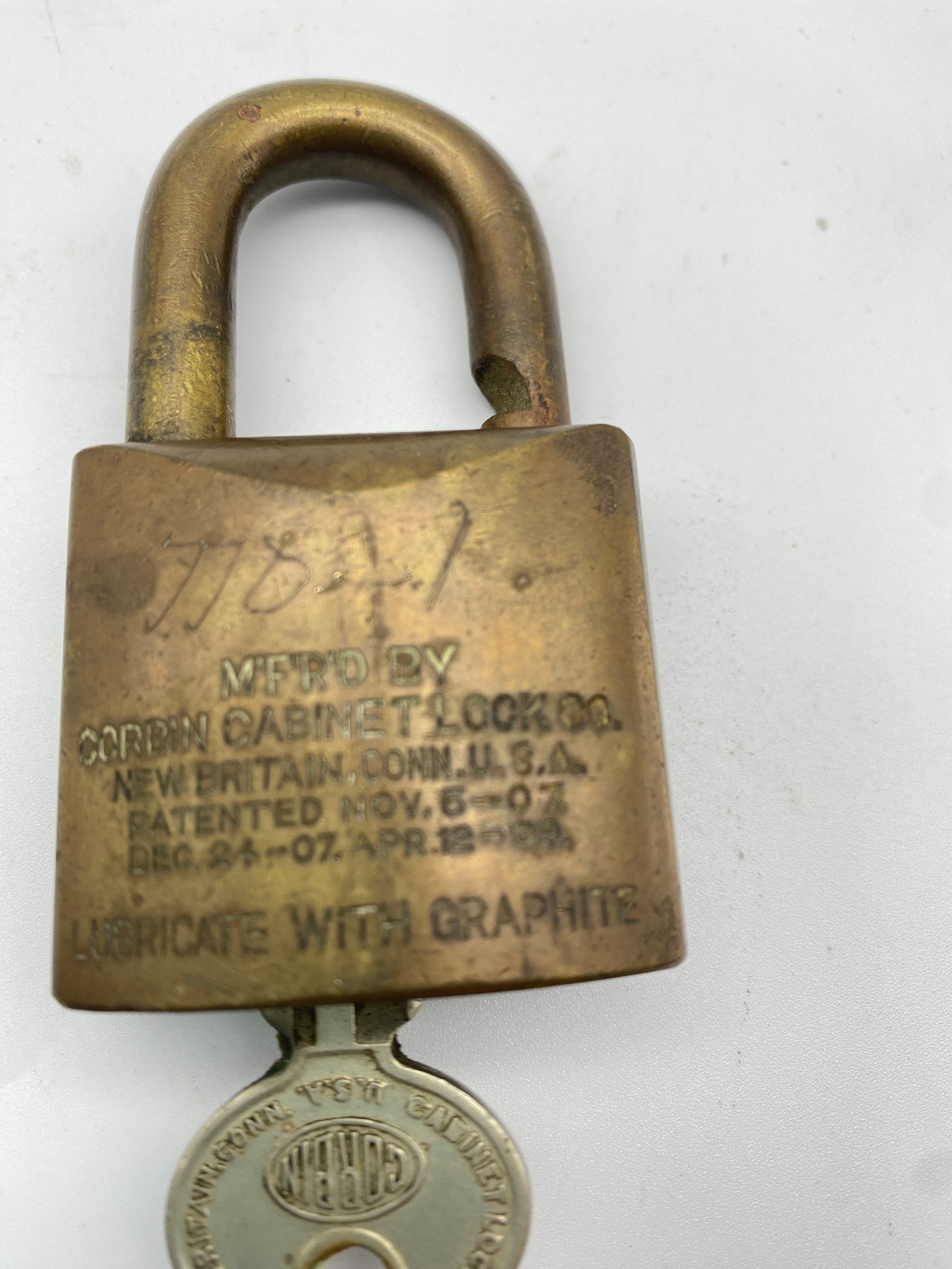 Antique Corbin Brass Lock and Key - Etsy