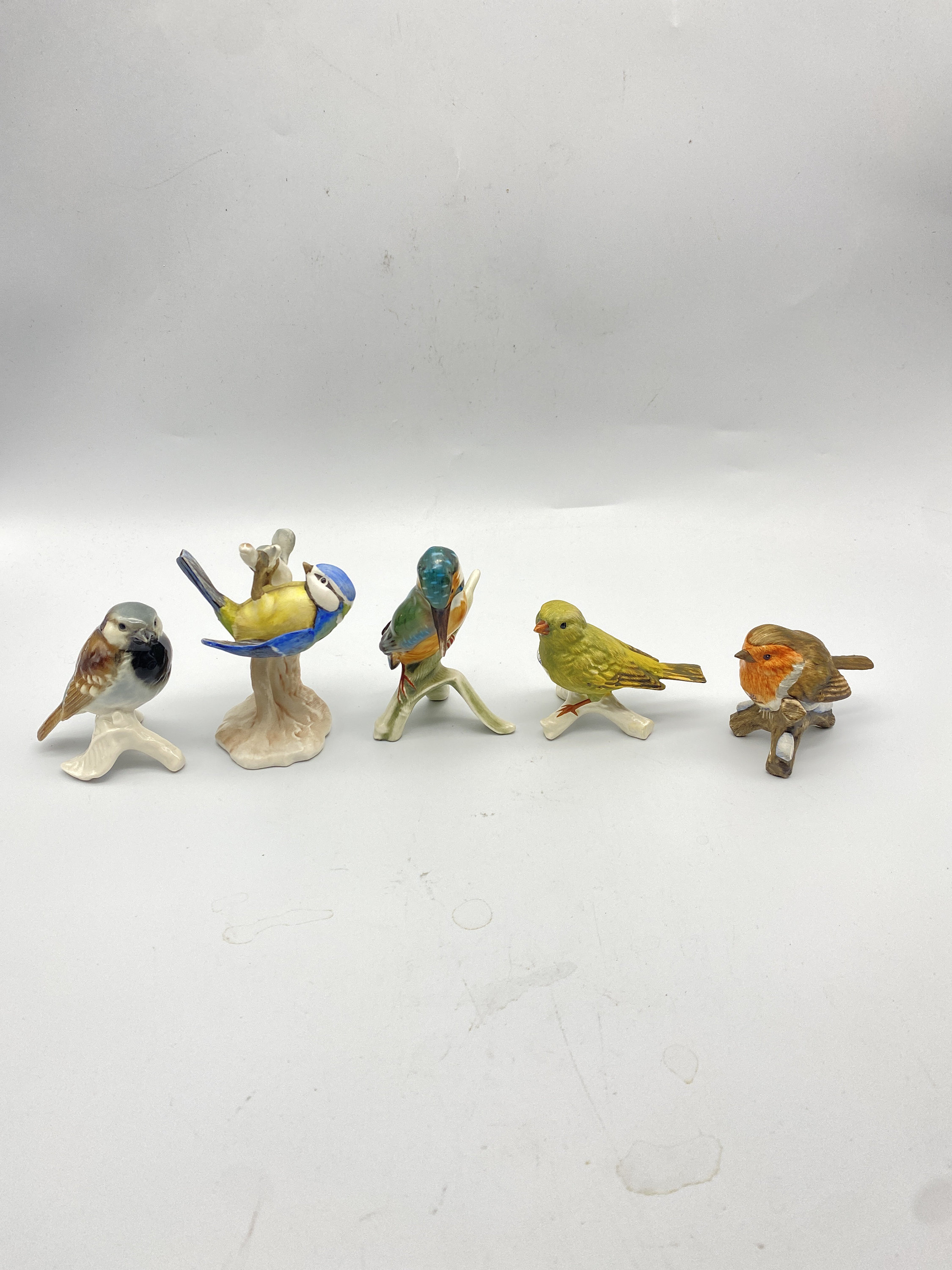 Goebel West Germany Porcelain Bird Figurines Robin Sparrow Greenfinch ...