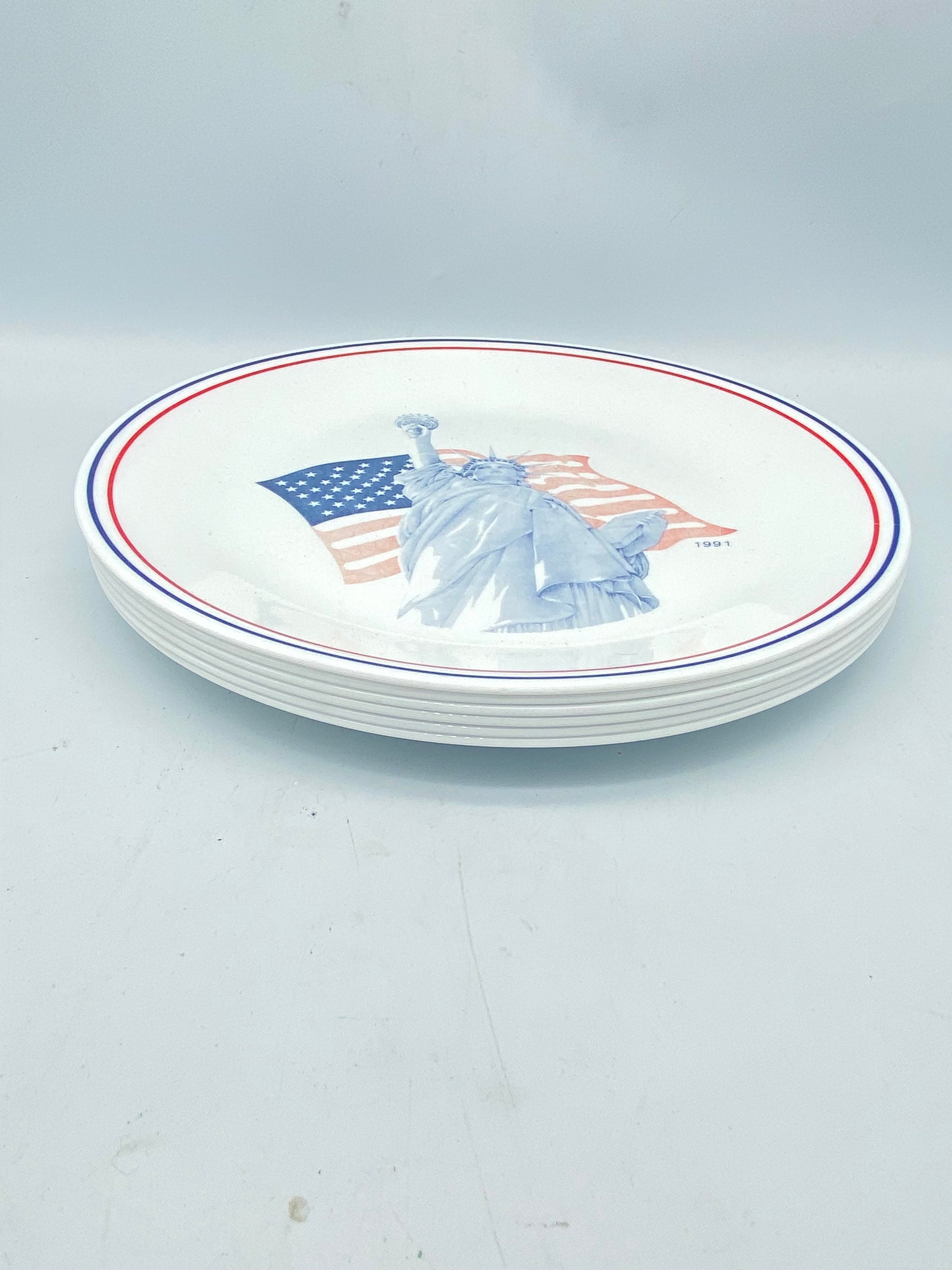 Set of 6 Corelle Statue of Liberty and America Flag Dinner Plates 1991 ...