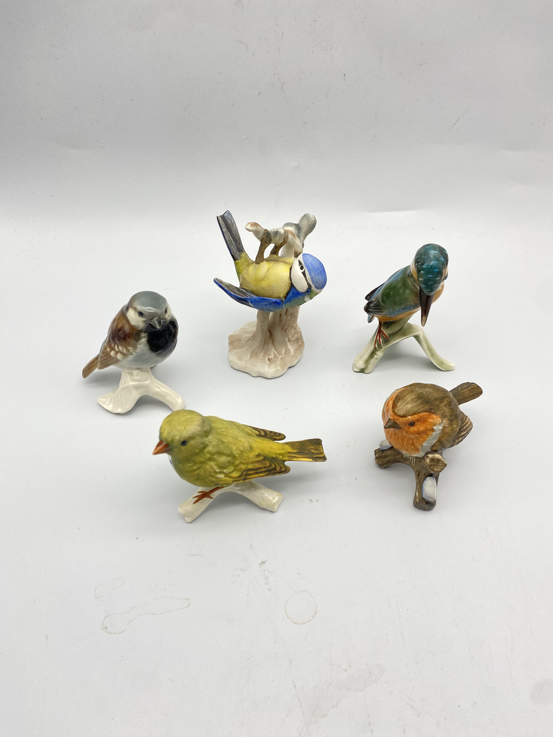 Goebel West Germany Porcelain Bird Figurines Robin Sparrow Greenfinch ...