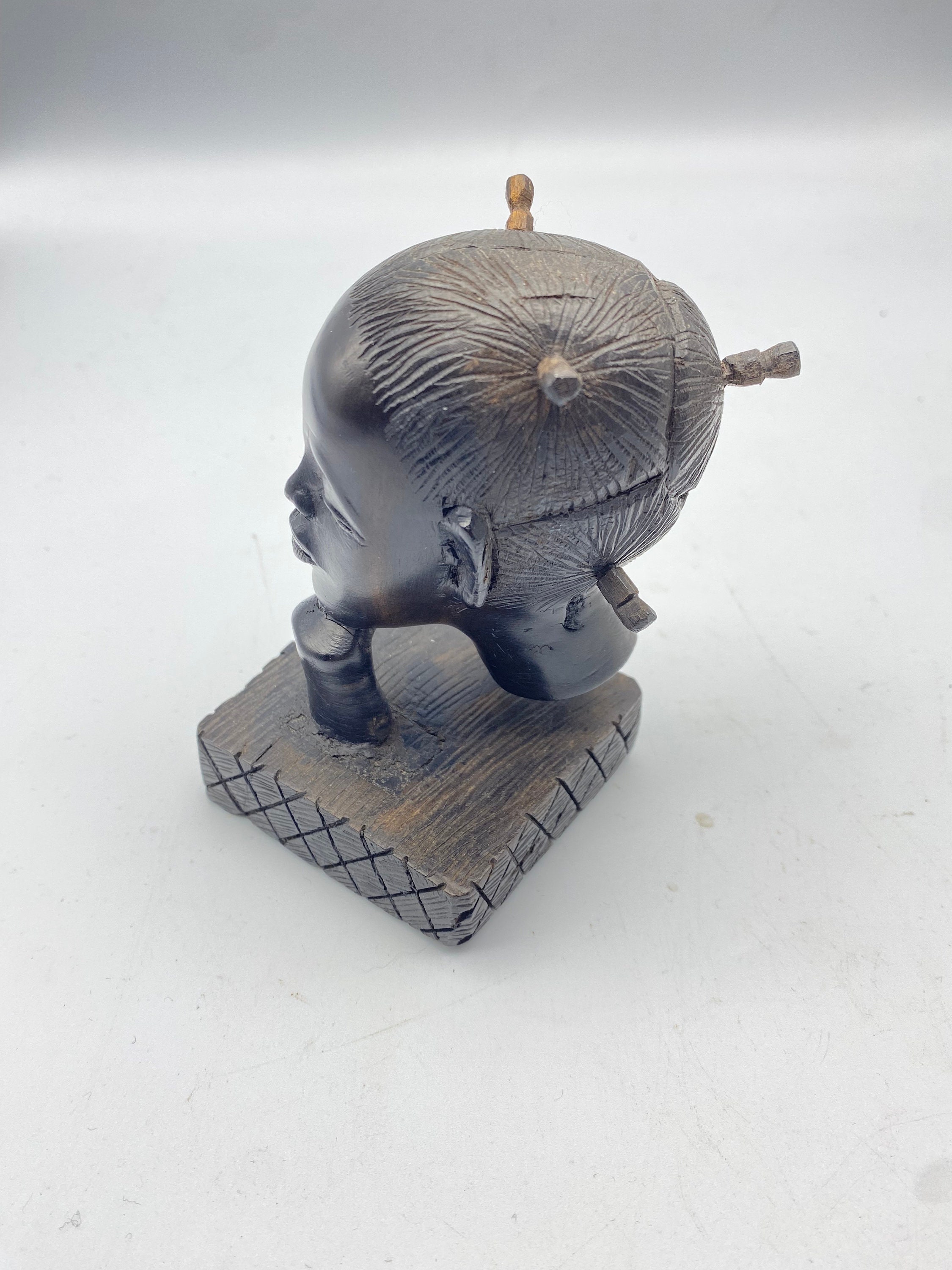 Carved Ebony Wood Female African Bust Small Authentic African Art ...