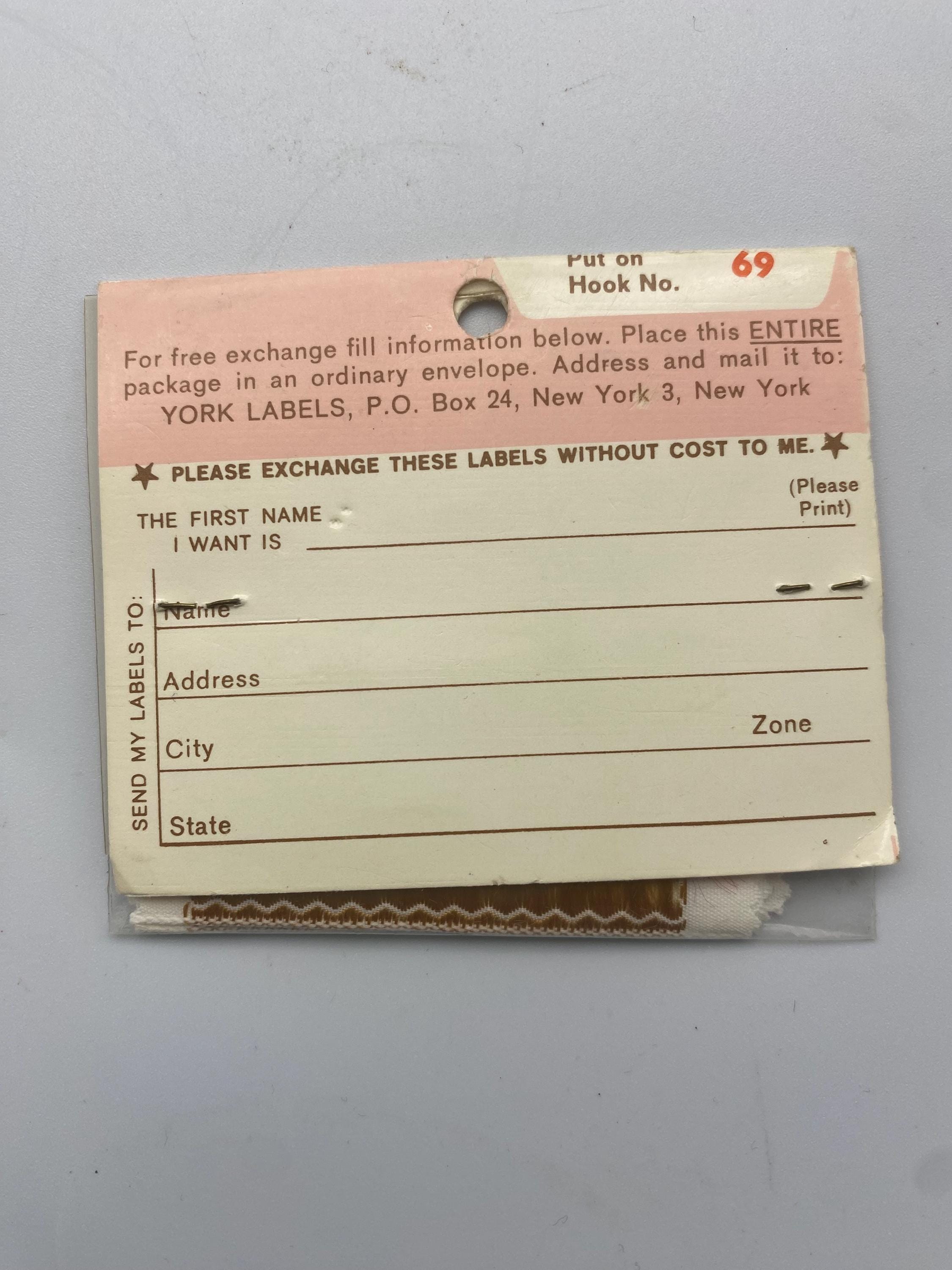 Vintage York Labels Specially Hand Made by Sandra 6 Labels Personalized ...