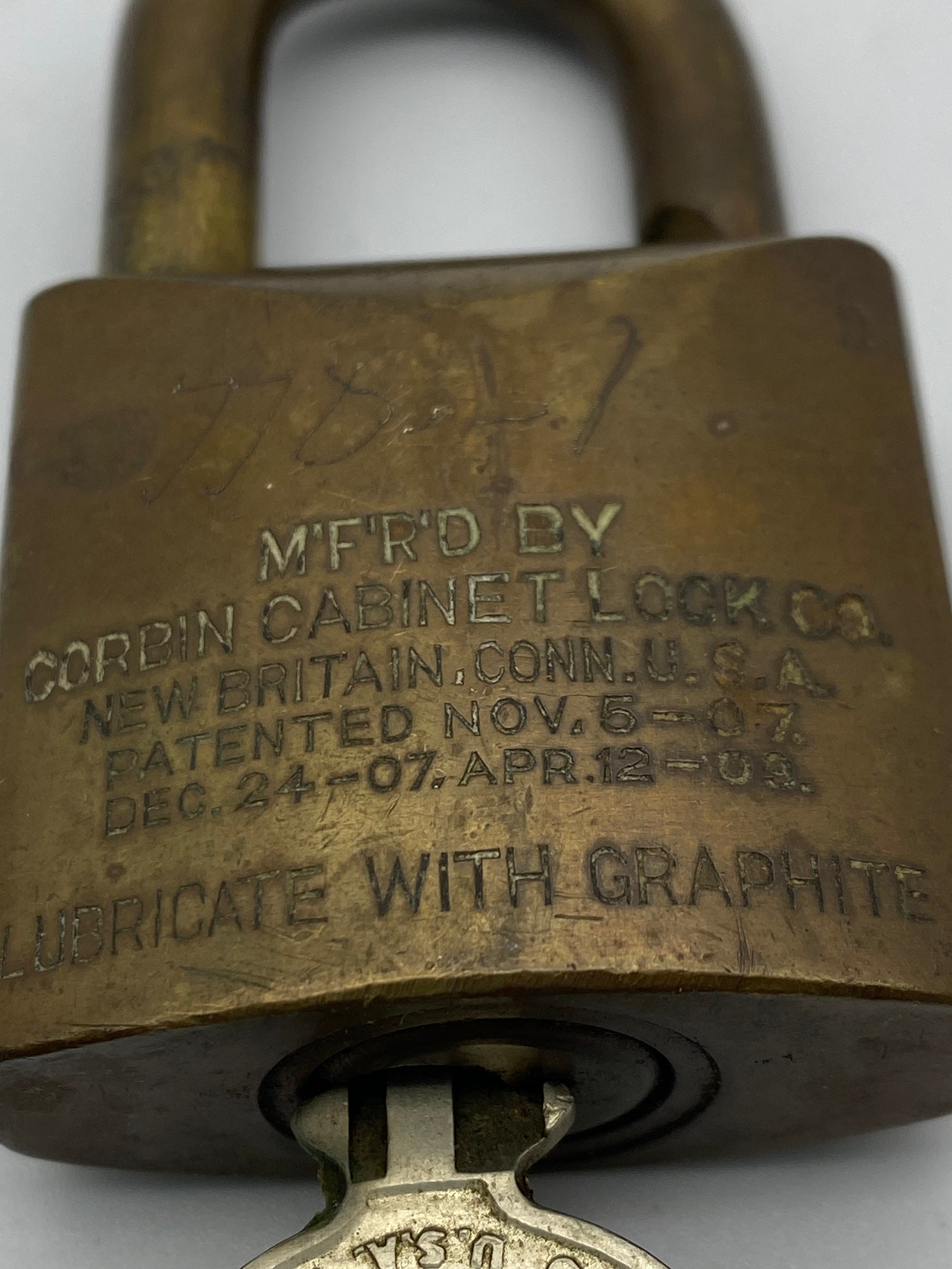 Antique Corbin Brass Lock and Key - Etsy