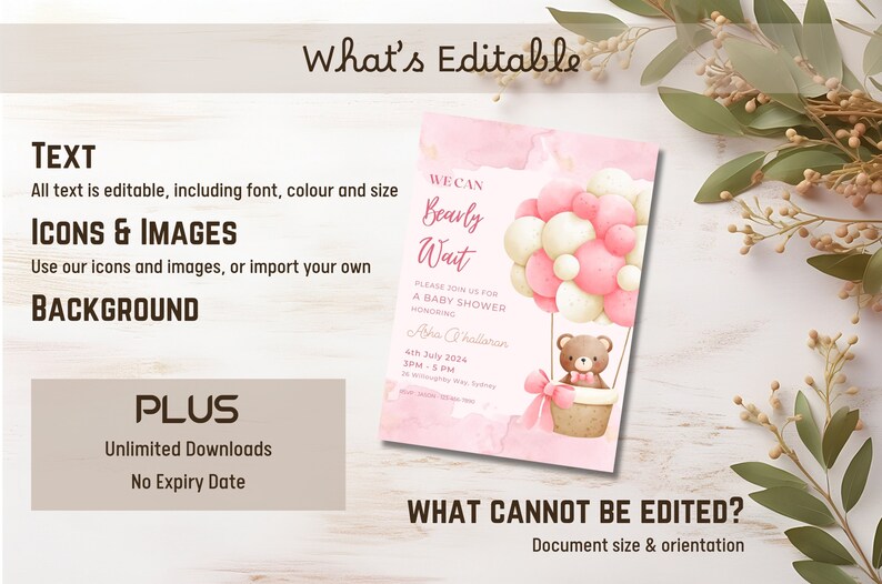 Editable Template Teddy Bear Baby Shower Invitation Editable We Can ...
