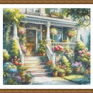 PDF House Porch Flowers Summer Counted Cross Stitch Pattern, City ...