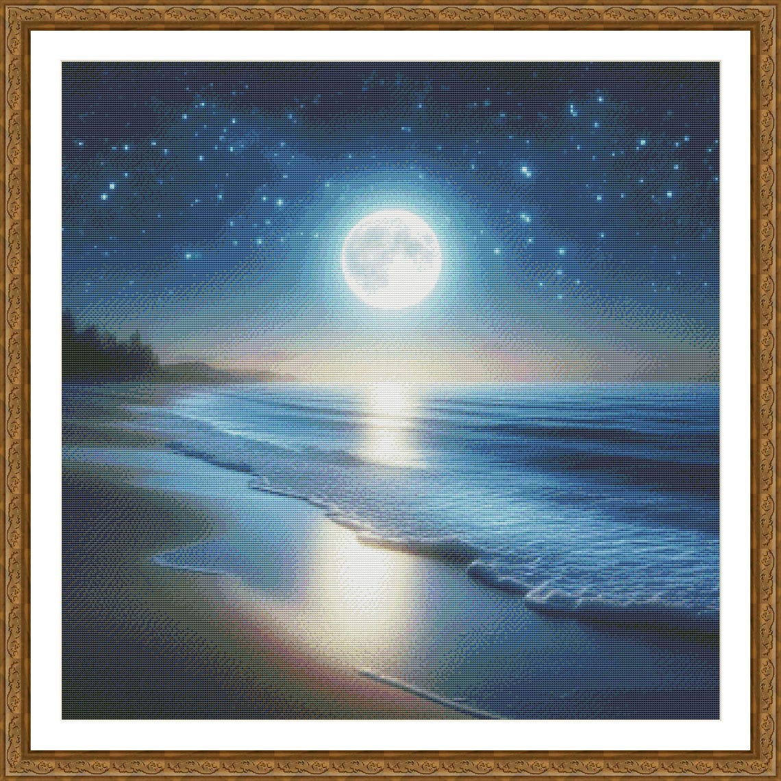 PDF Moonlight, Beach, Moon, Counted Cross Stitch Pattern, Seascape ...