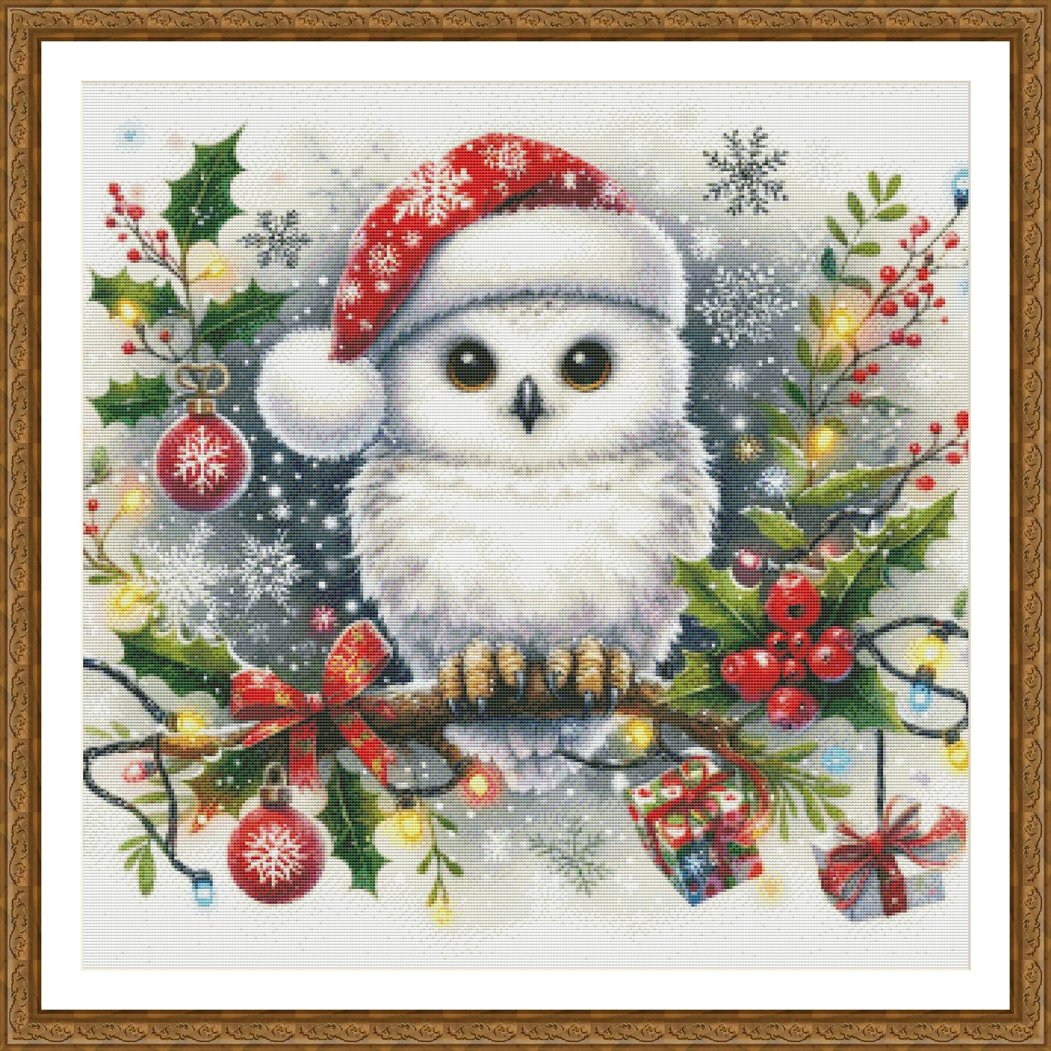 PDF Christmas Owl Cross Stitch Pattern, Animal Cross Stitch, Gift ...