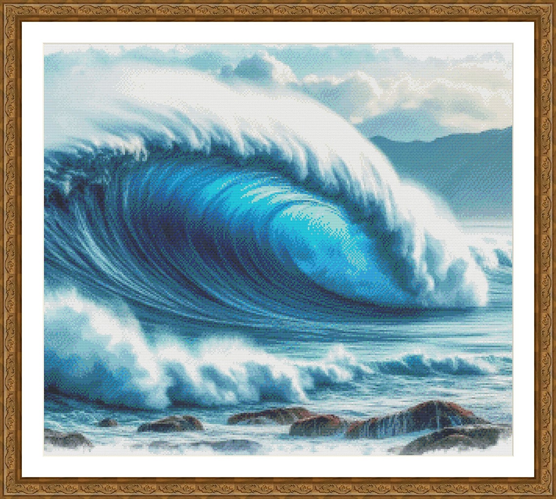 PDF Ocean Wave Counted Cross Stitch Pattern Seascape Digital Cross ...
