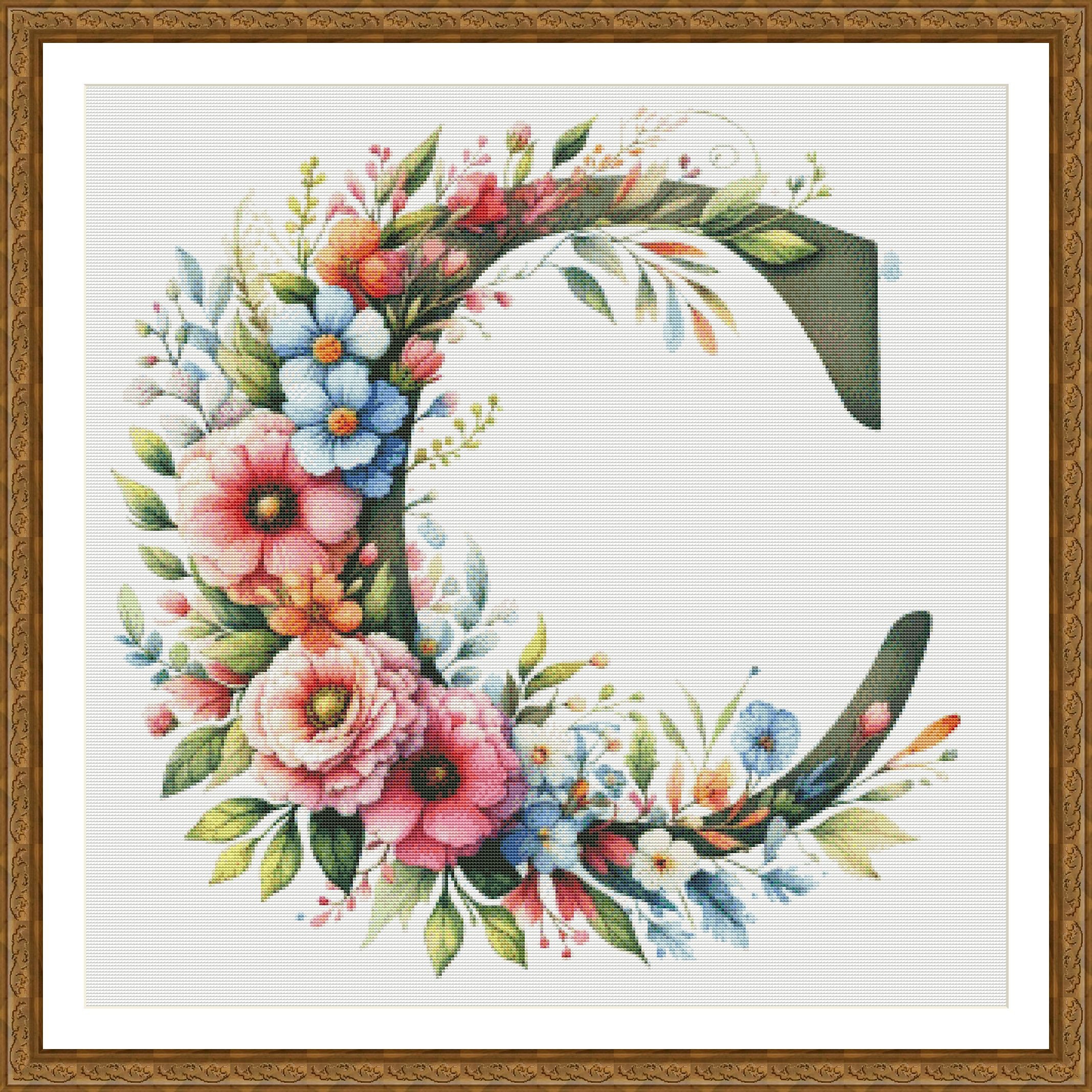 PDF Floral Alphabet Letter C Large Size Cross Stitch Pattern, Instant ...