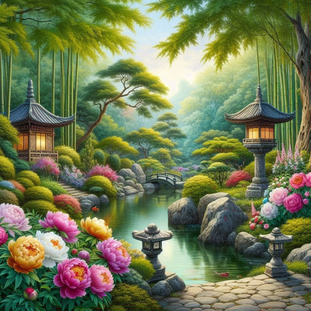 PDF Japanese Garden Counted Cross Stitch Pattern, Landscape Design ...