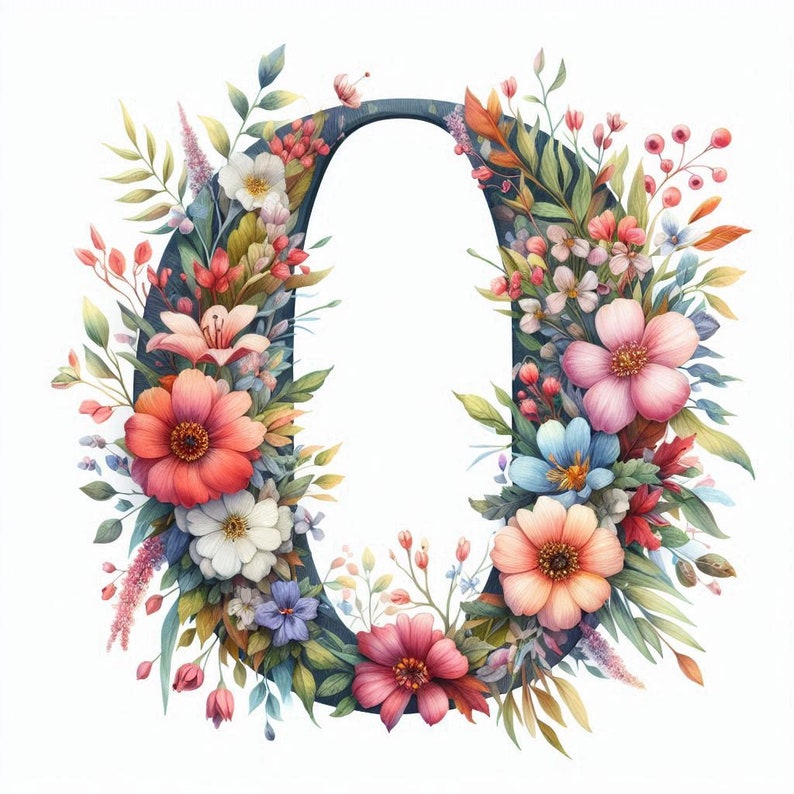 PDF Floral Alphabet Letter O Large Size Cross Stitch Pattern, Instant ...