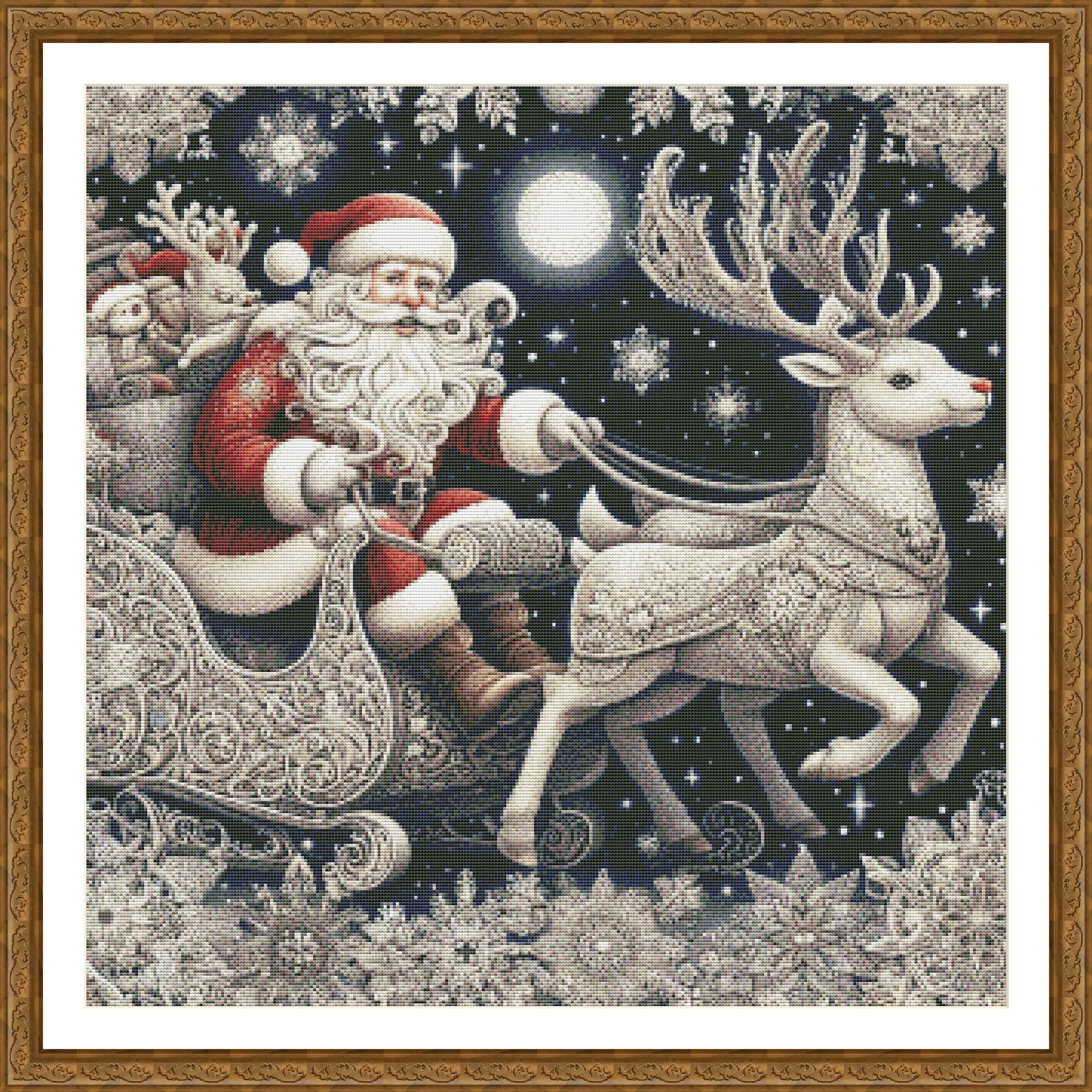 PDF Santa Claus Reindeer Winter Christmas Cross Stitch Pattern, Cross ...