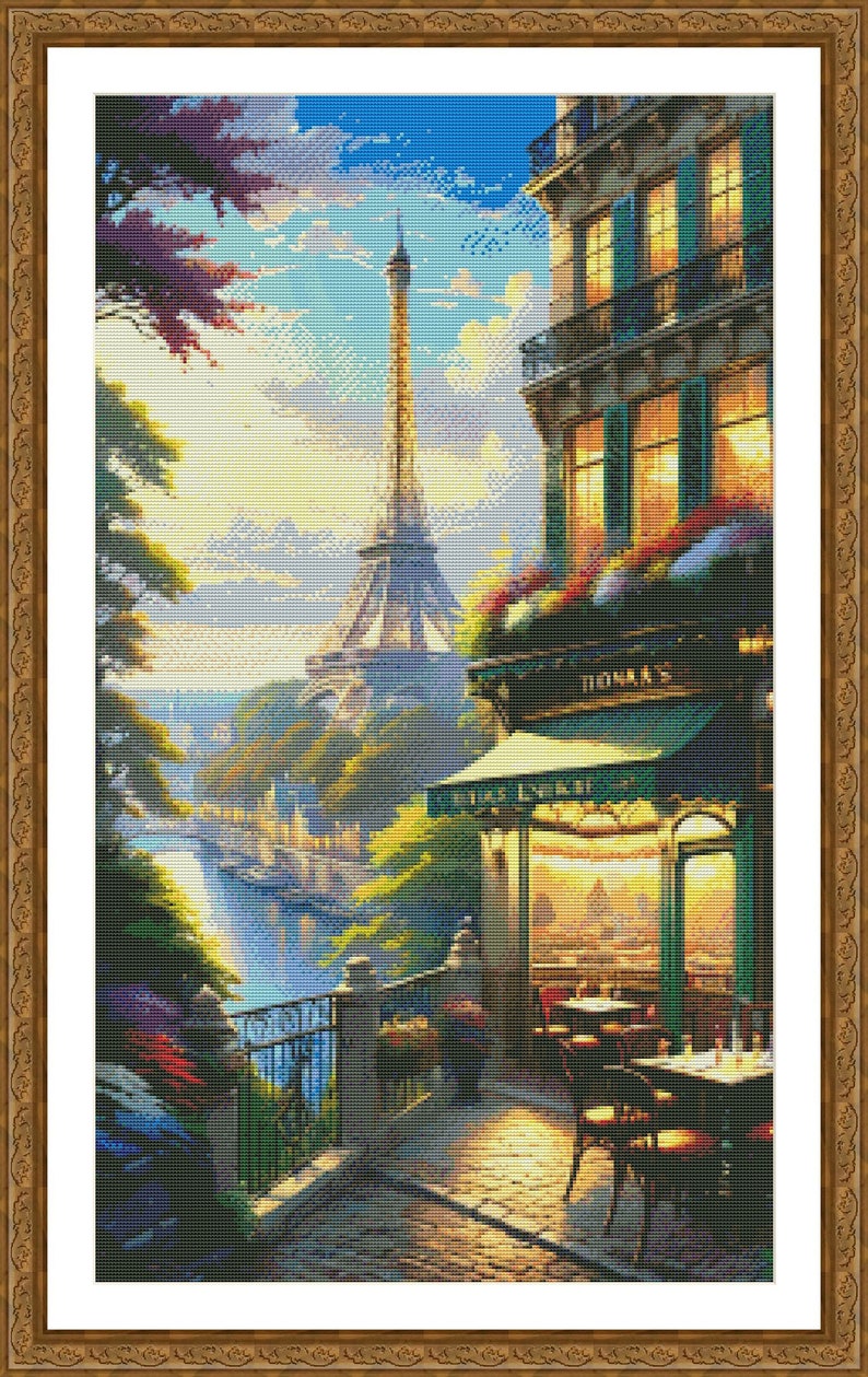 PDF Paris France Eiffel Tower Street Counted Cross Stitch Pattern, City ...