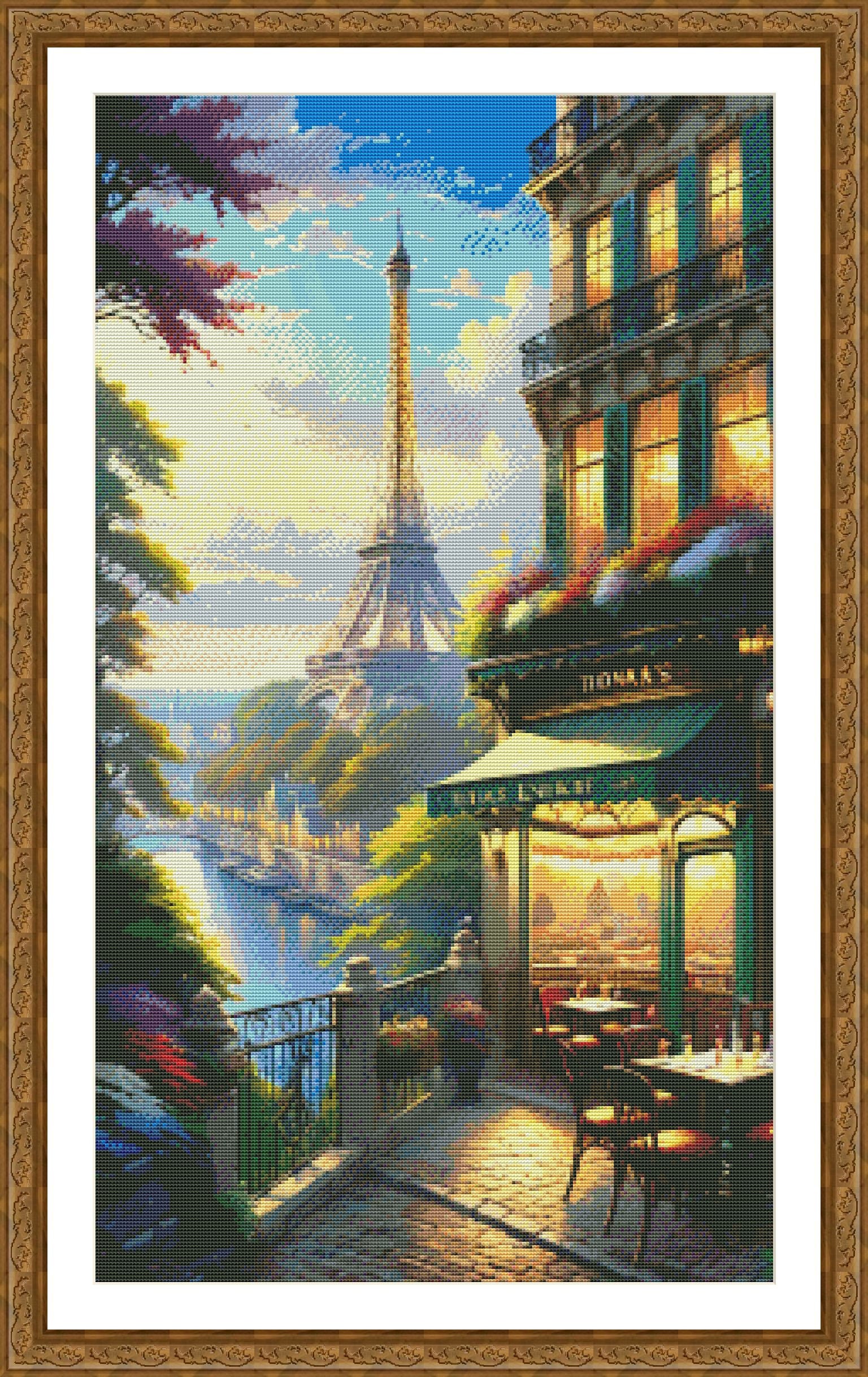 PDF Paris France Eiffel Tower Street Counted Cross Stitch Pattern, City ...