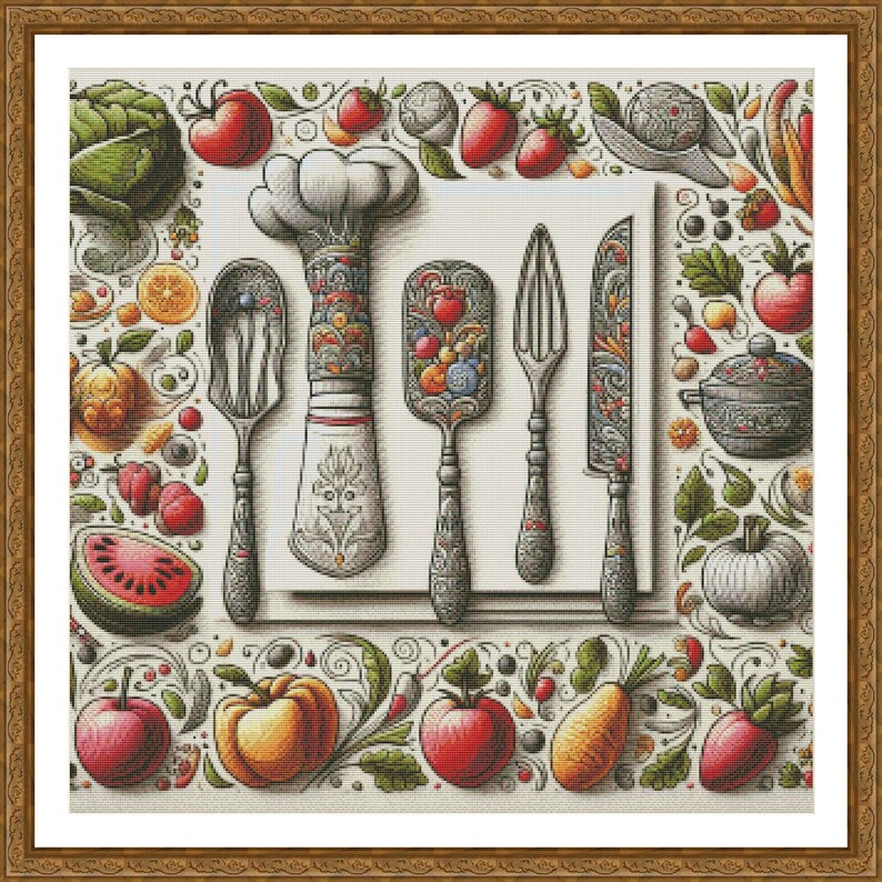 PDF Kitchen Accent Art Cross Stitch Pattern Digital Format Cross Stitch ...